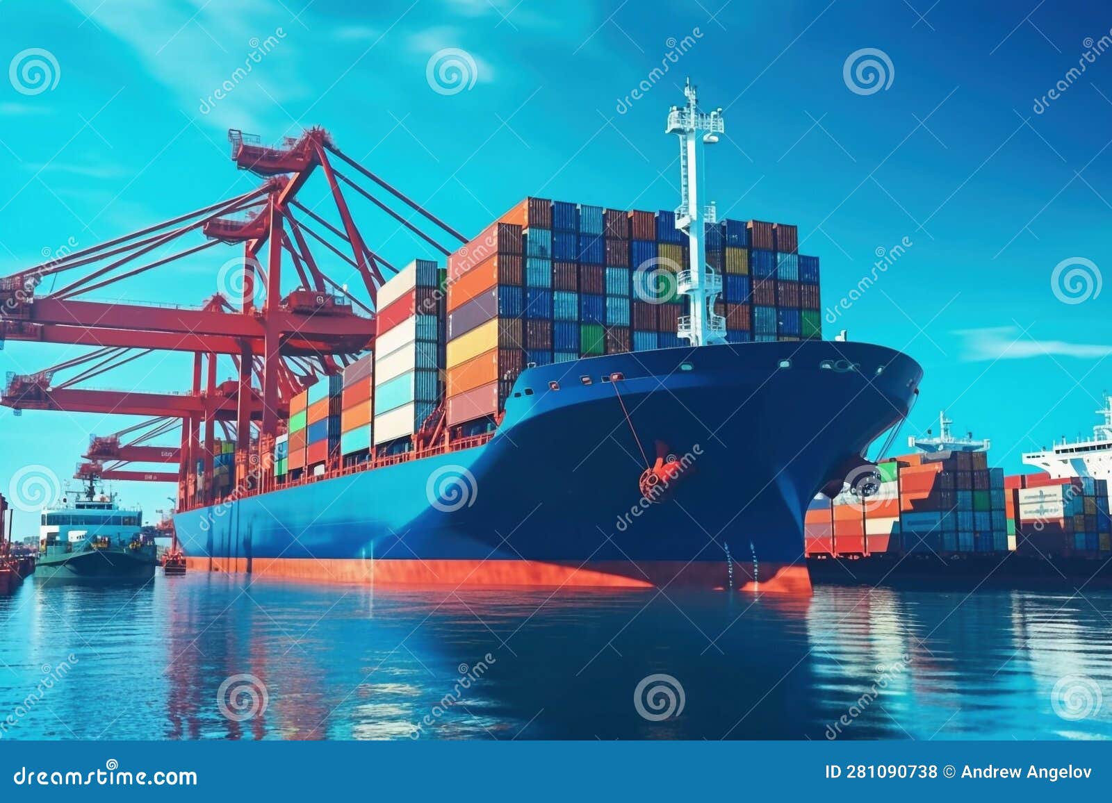 Transportation Logistics and Container Dock Cargo Yard with Cargo ...