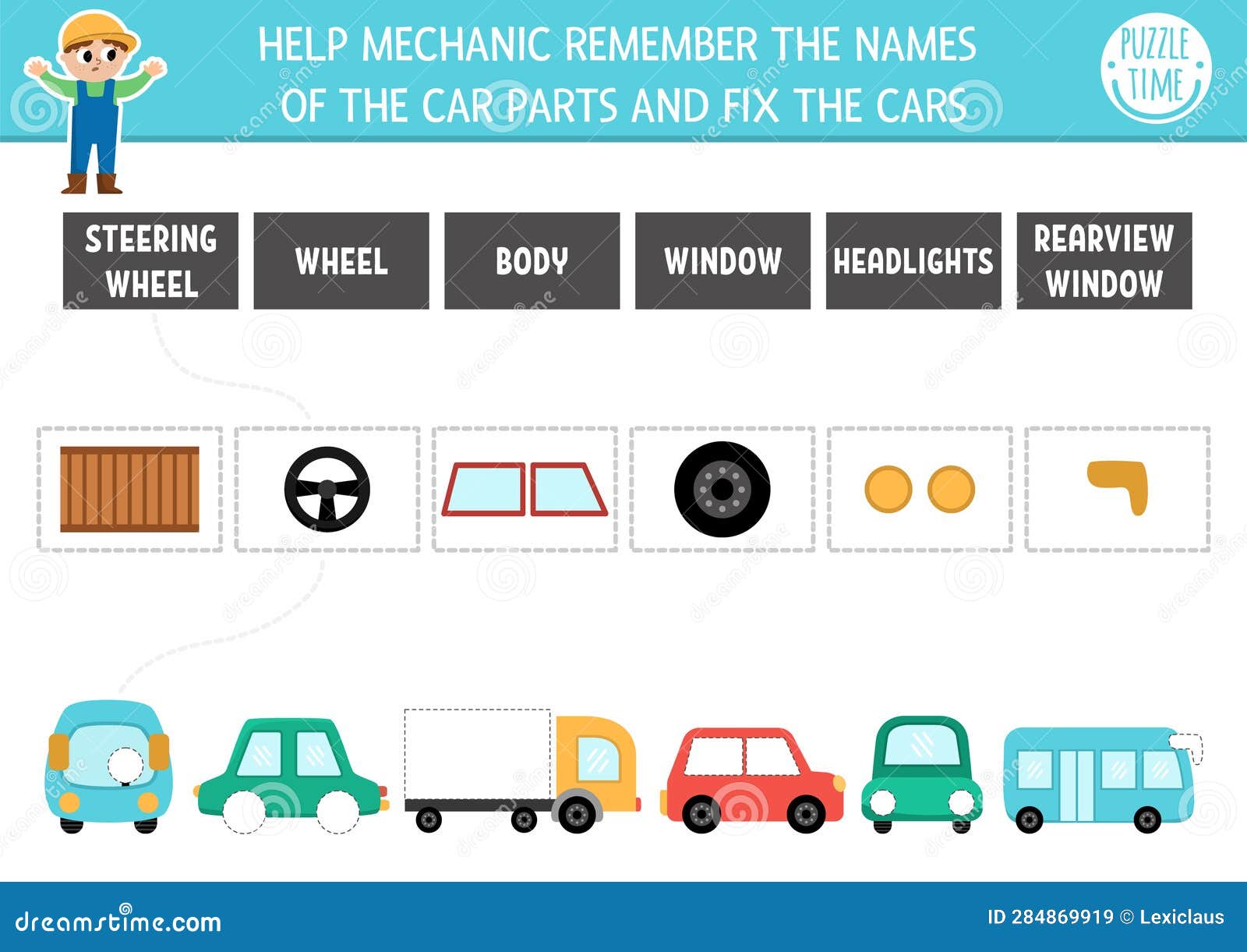 Transportation Matching Activity with Cute Transport and Missing Parts ...
