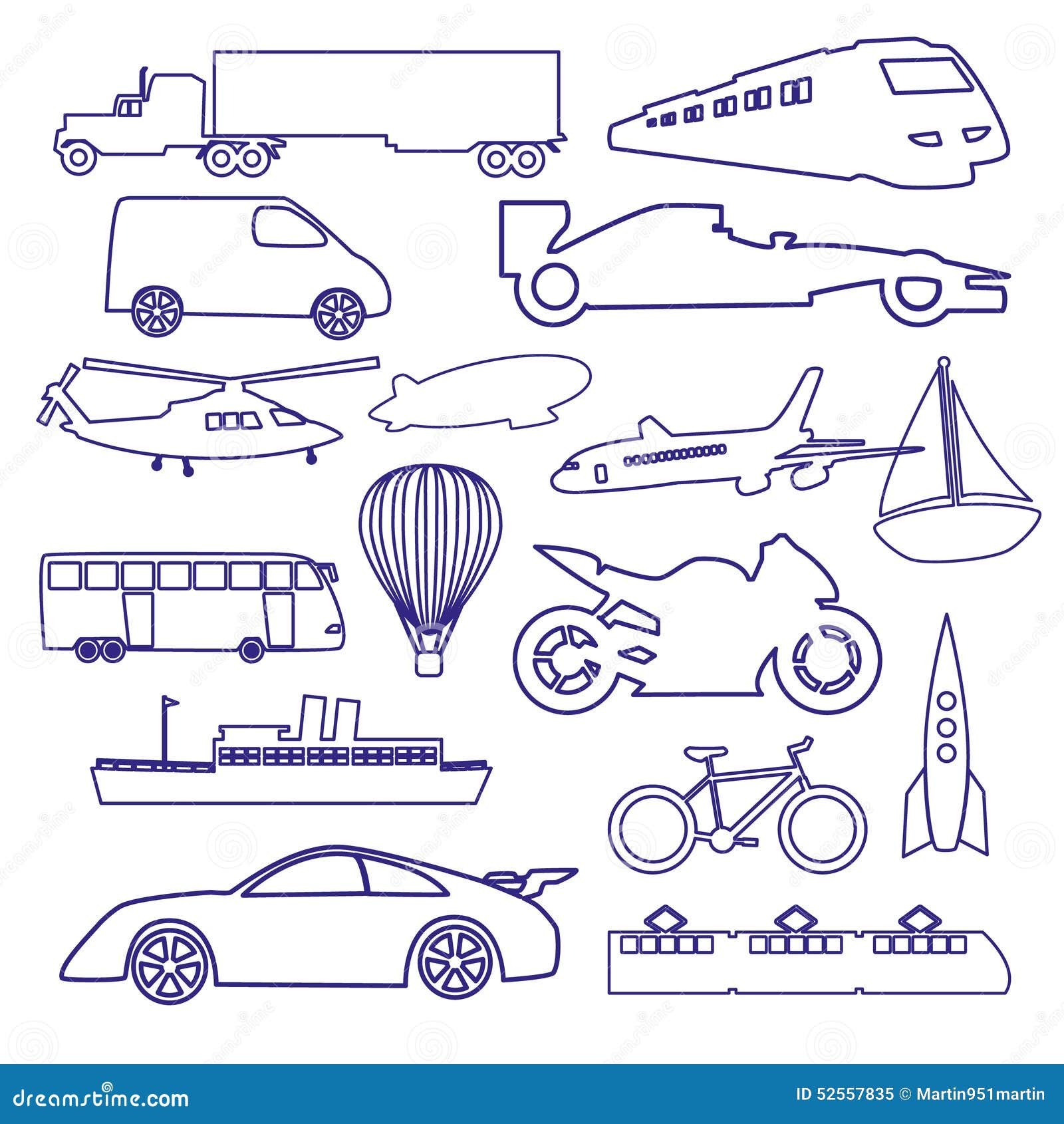 Transportation Outline Icons Set. Collection Of Traffic Light, Cargo ...