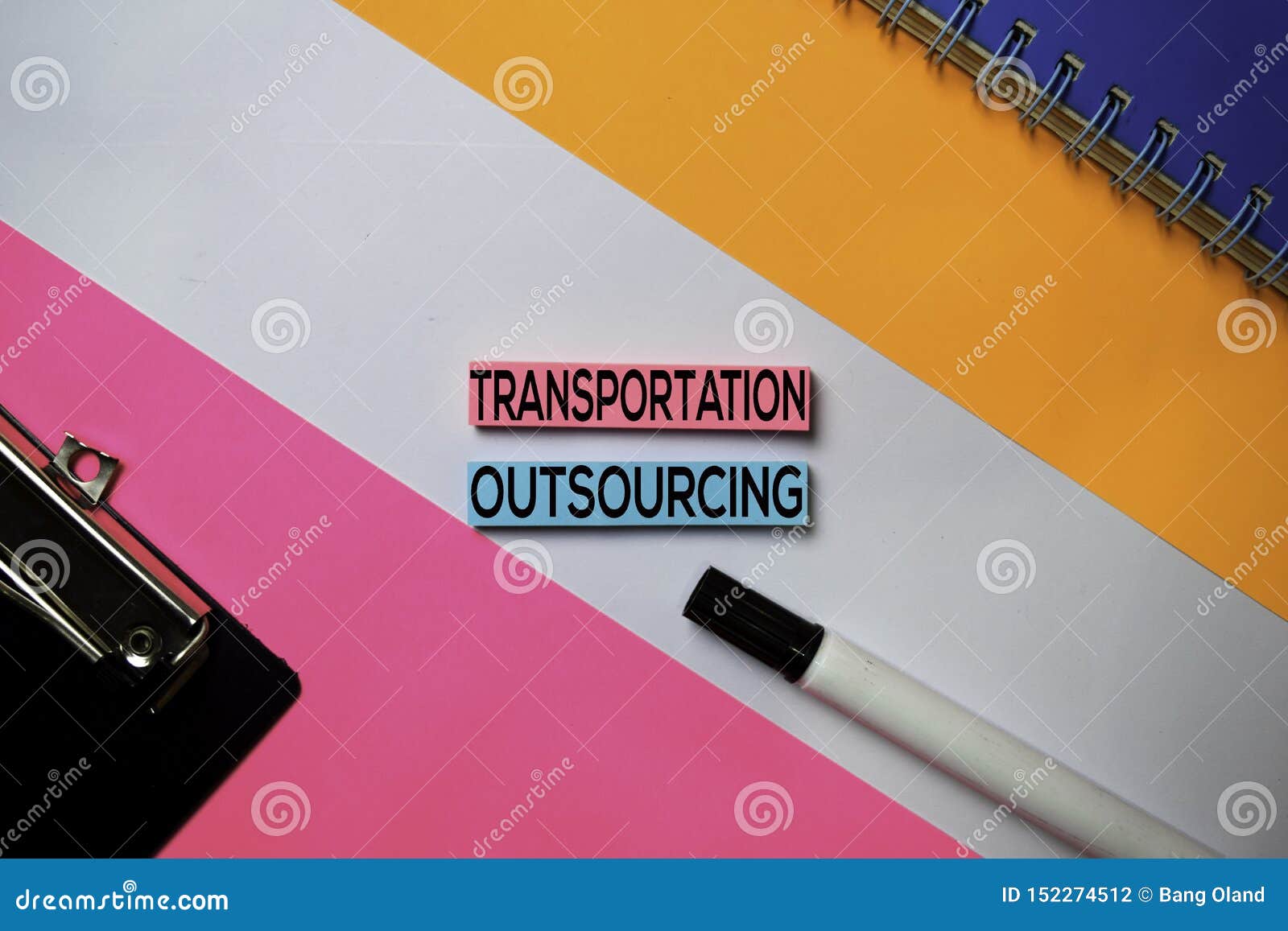 Transportation Outsourcing Text on Sticky Notes with Color Office Desk ...