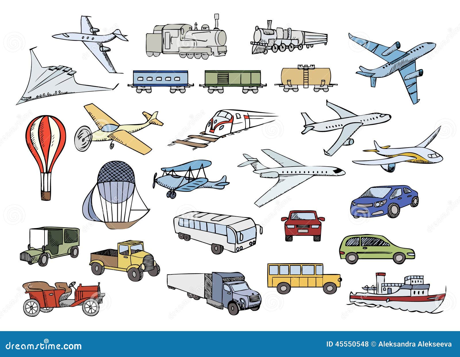 Transportation Over the World Color Set Stock Vector - Illustration of ...