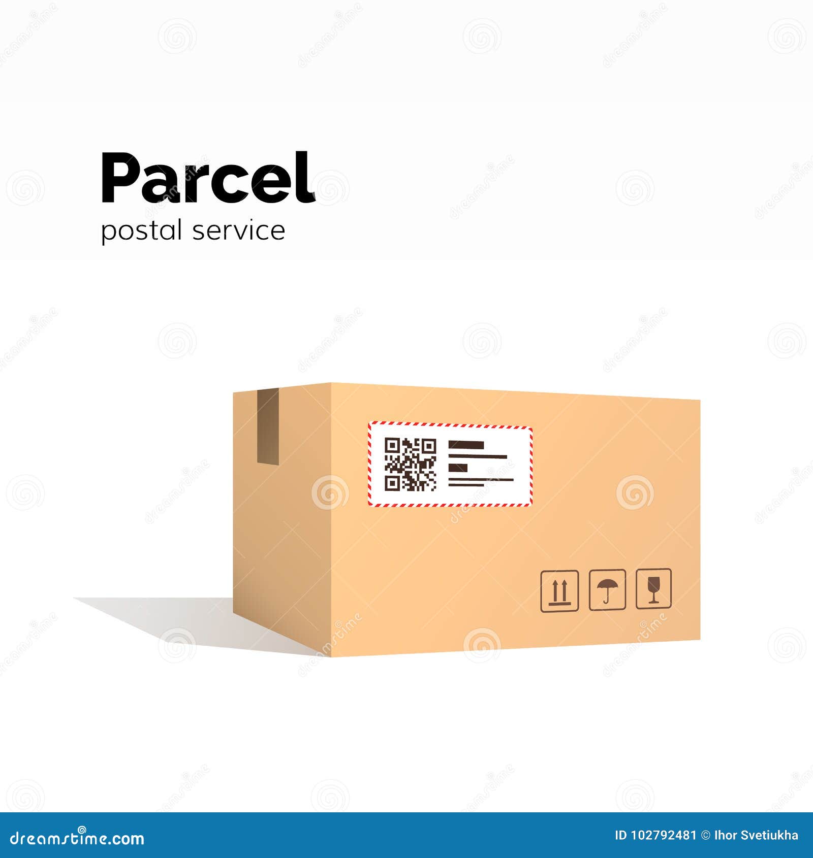 Transportation Parcel. Carton Box Container. QR Code, Closed Parcel Box ...