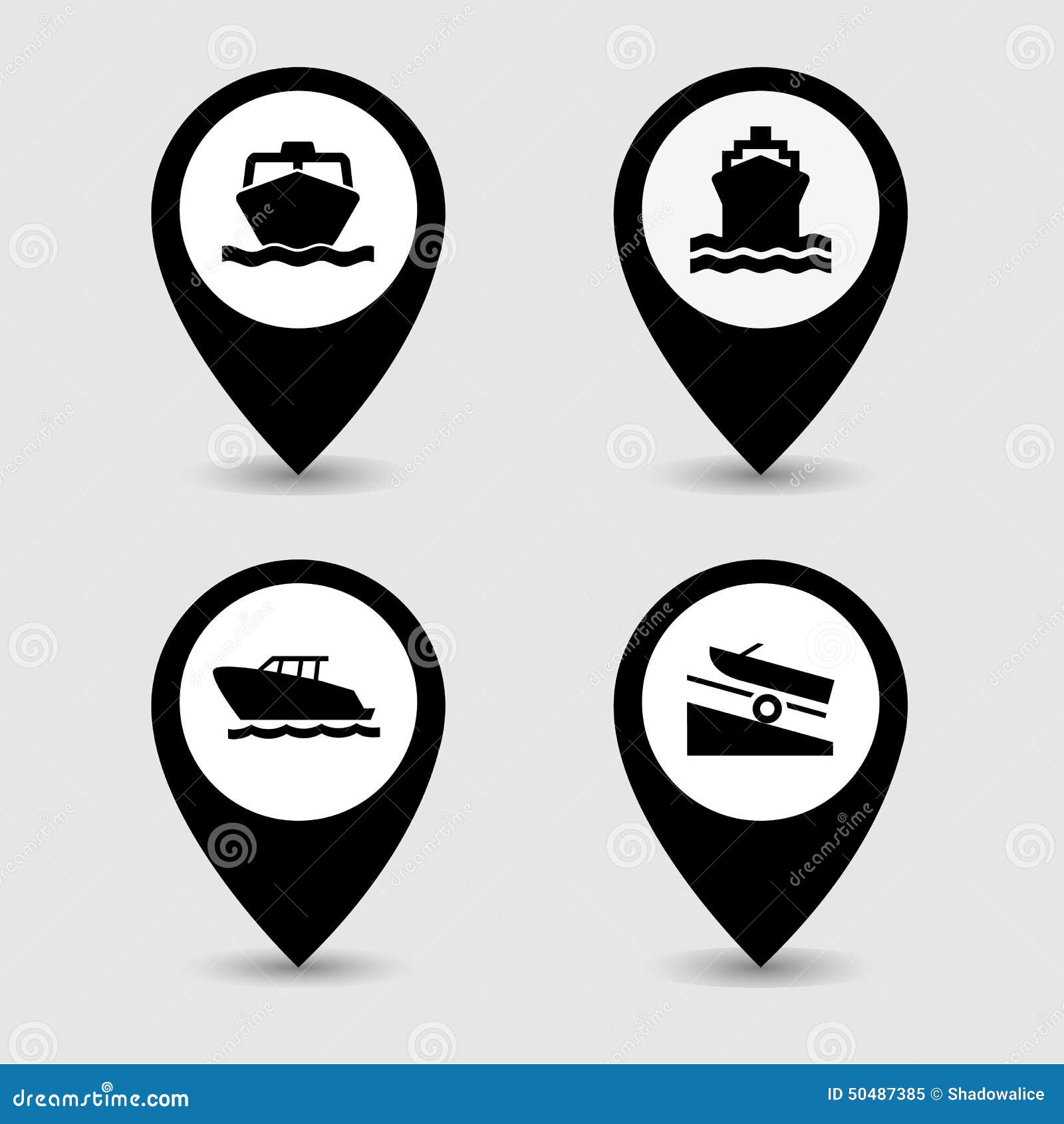 Transportation Pin Pointer Icons Set Great for Any Use. Vector EPS10 ...