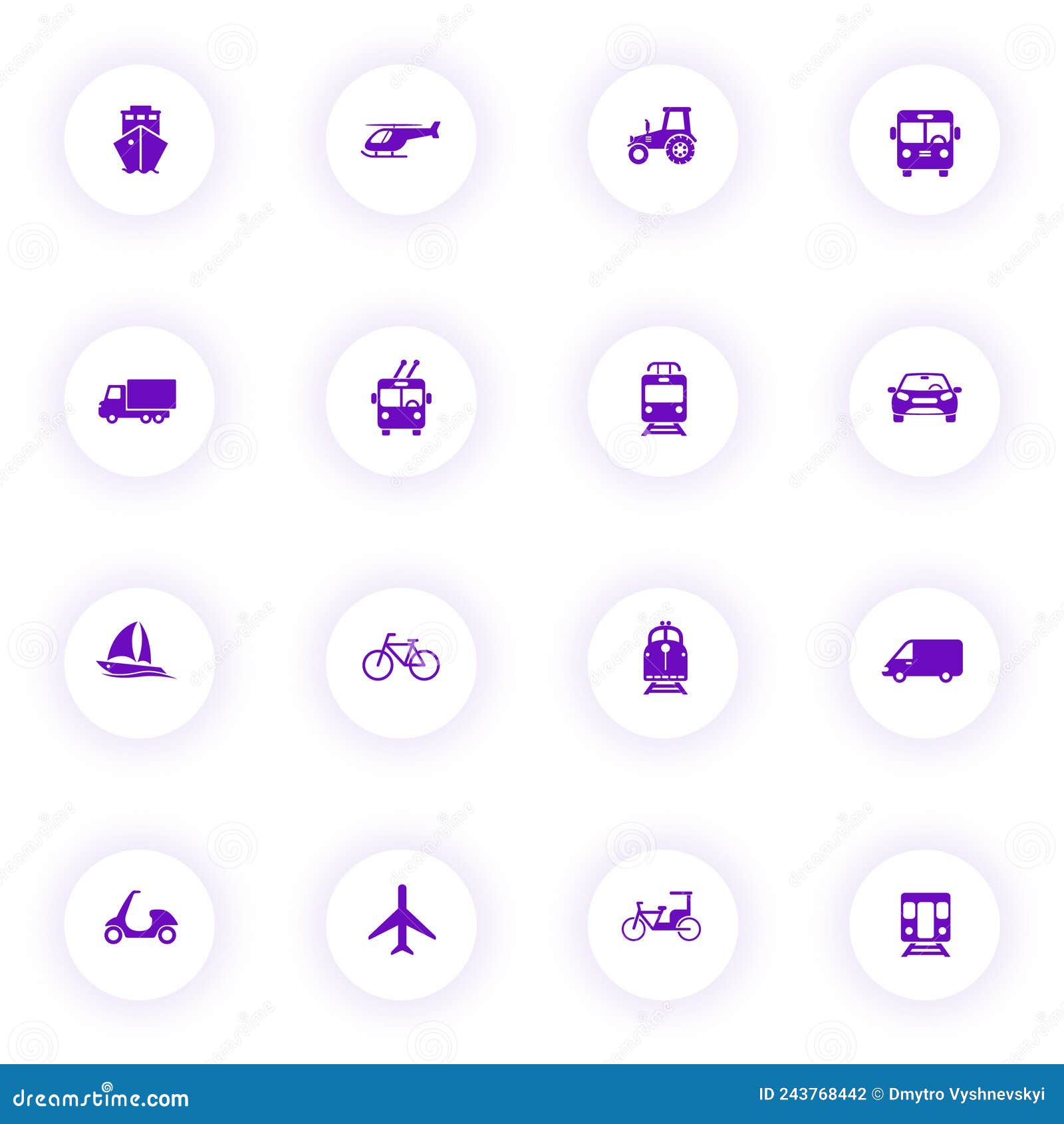 Transportation Purple Color Vector Icons Stock Vector - Illustration of ...