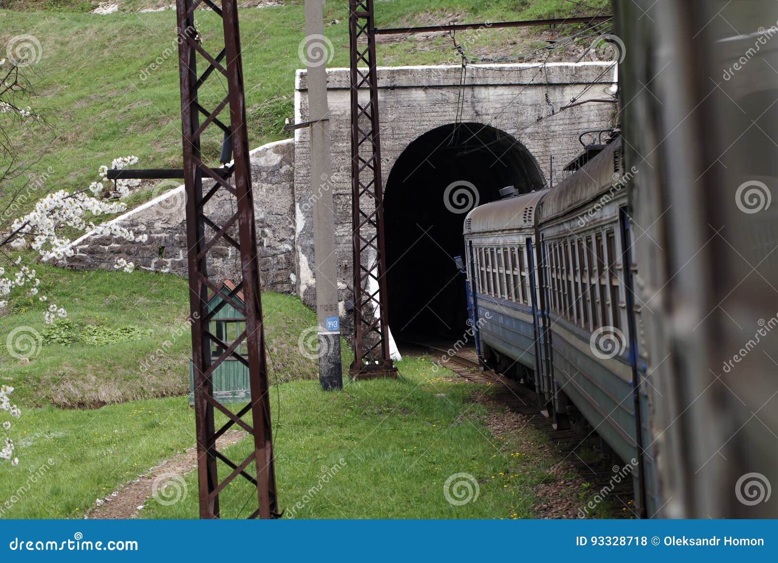 Transportation Railway Train Enters the Tunnel Stock Photo - Image of ...