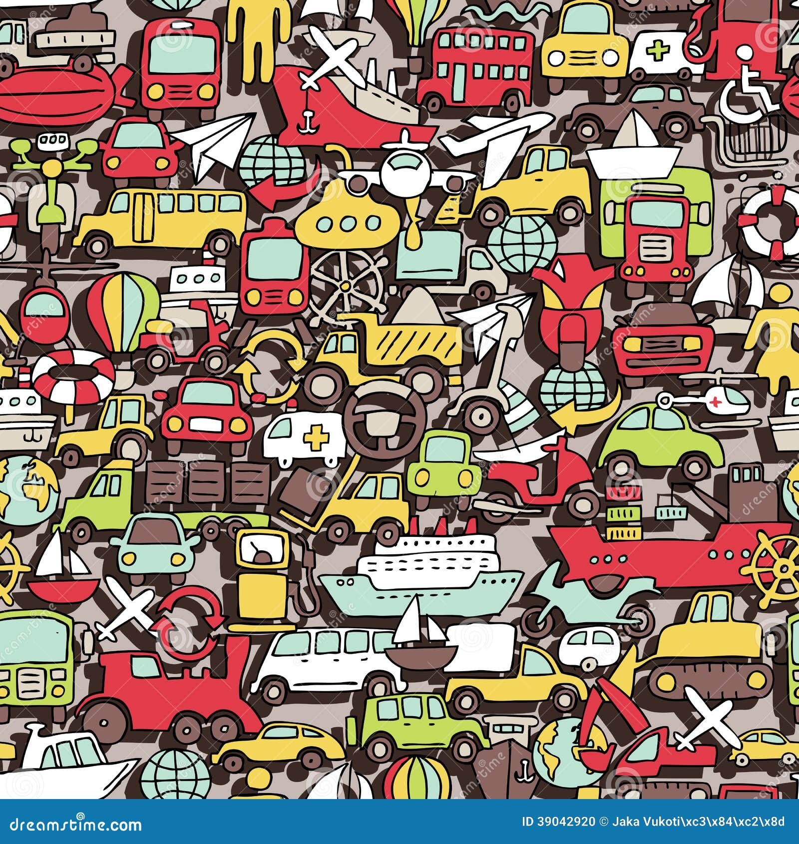 Transportation Seamless Pattern Stock Vector - Illustration of seamless ...