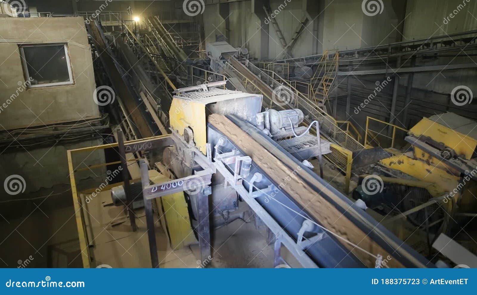Transportation and Sorting of Clay on Conveyor. Brickworks. Production ...