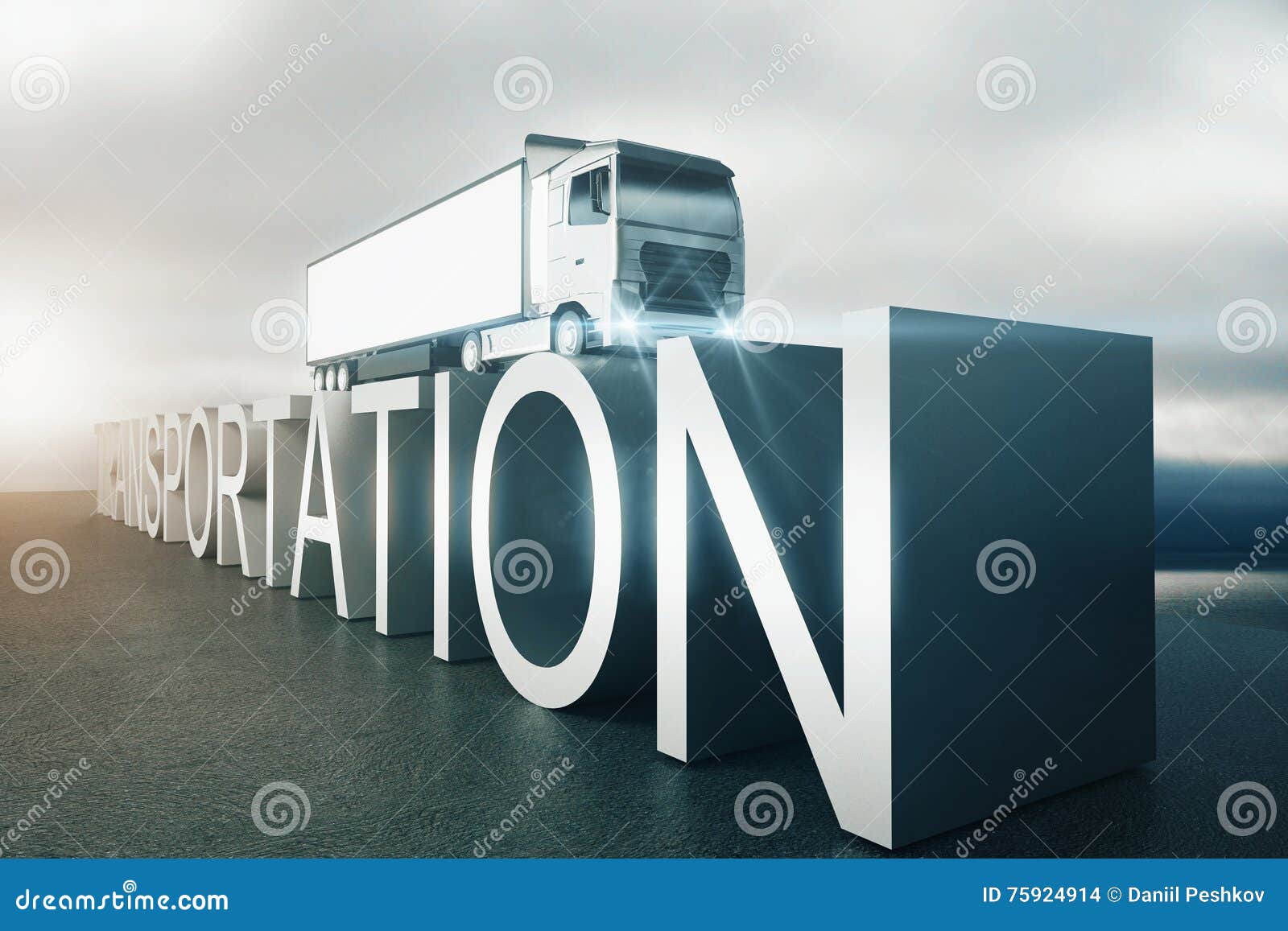 Transportation Text with Truck Stock Illustration - Illustration of ...