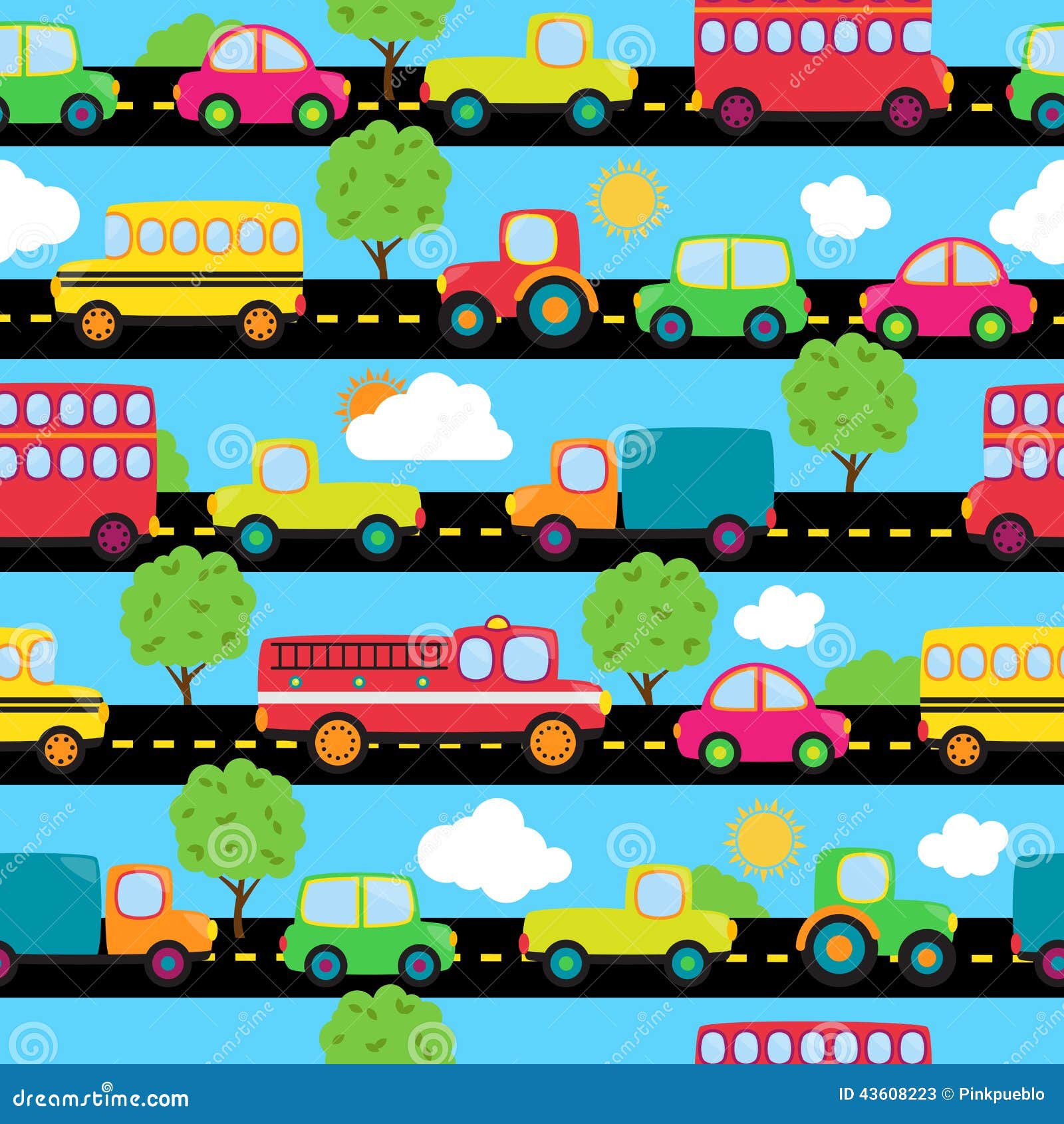 Transportation Themed Seamless Tileable Background Pattern Stock Vector ...