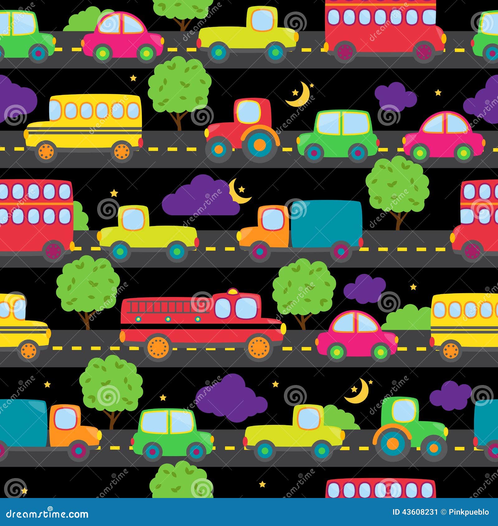 Transportation Themed Seamless Tileable Background Pattern Stock Vector ...