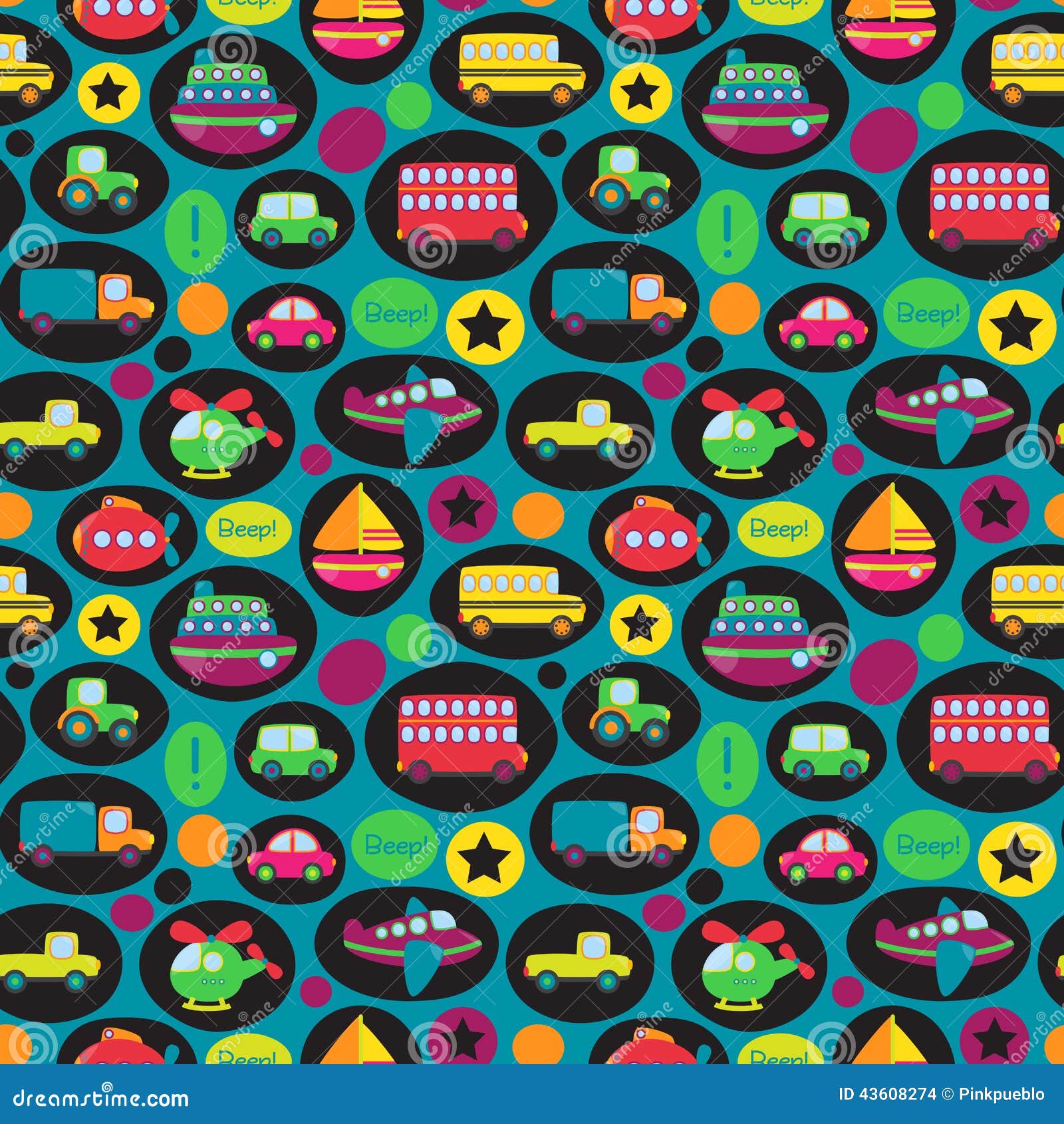 Transportation Themed Seamless Tileable Background Pattern Stock Vector ...
