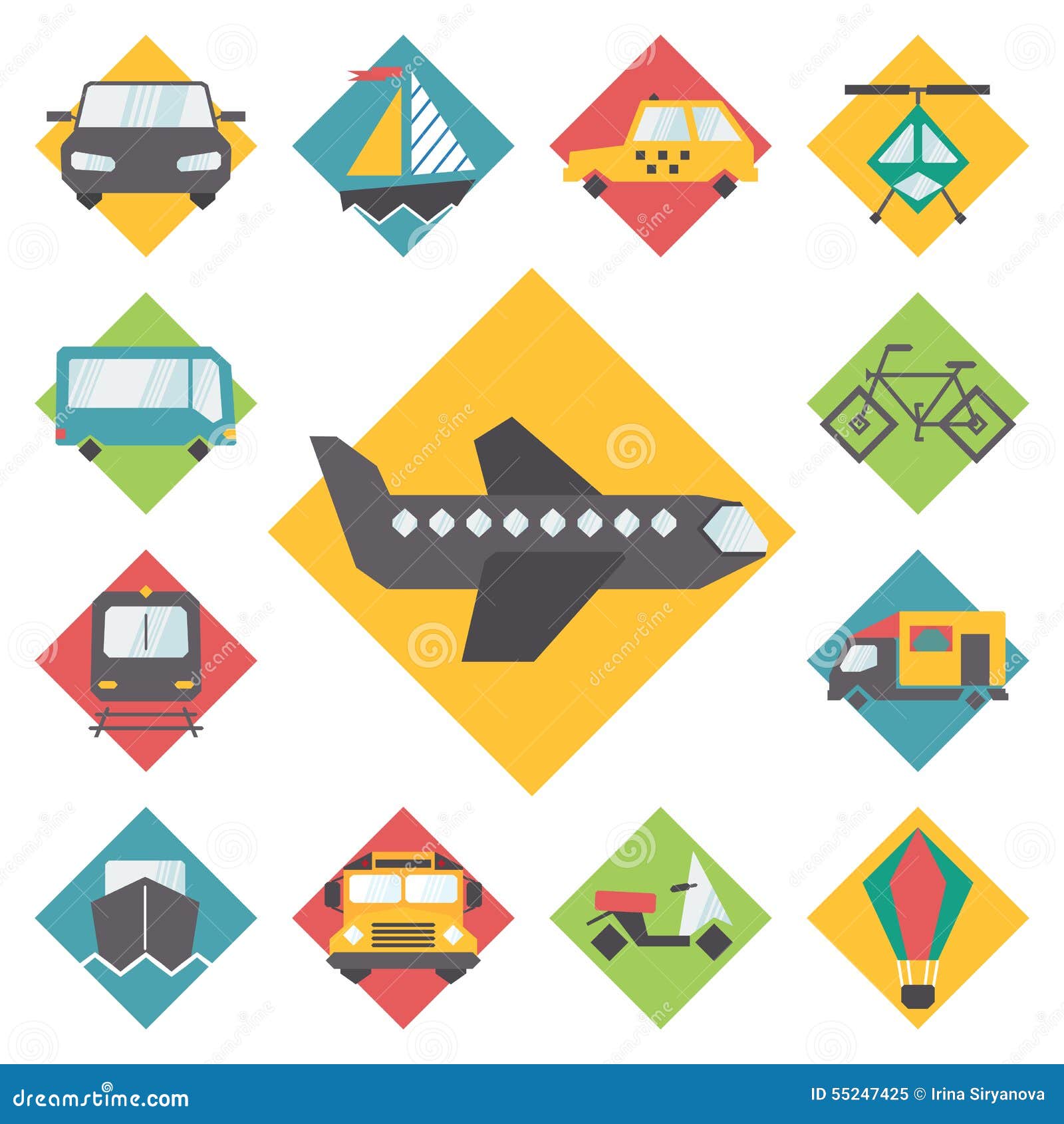 Transportation Traveling Icons Set, Flat Design Stock Vector ...