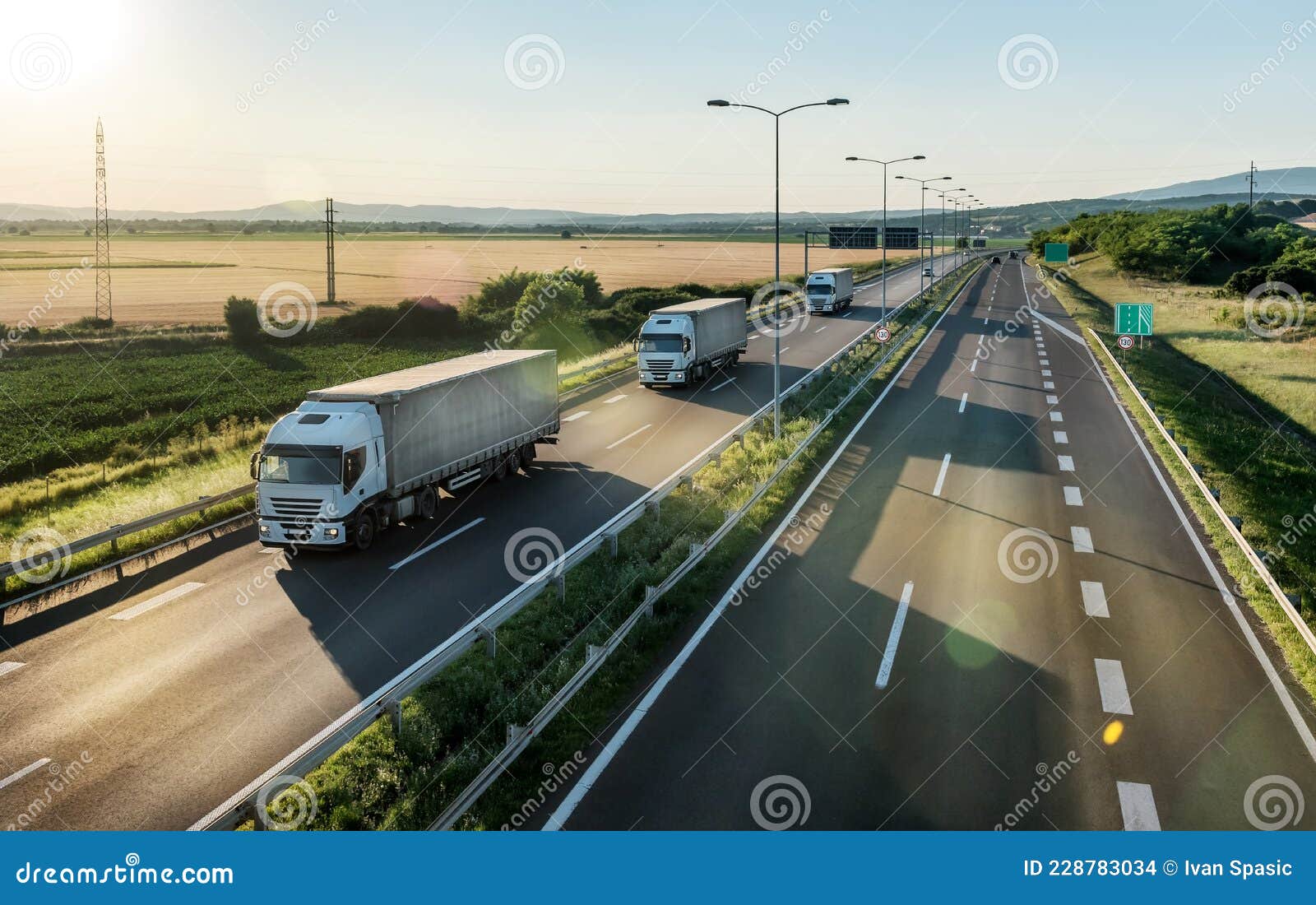 Transportation Trucks in Line Stock Photo - Image of train, asphalt ...