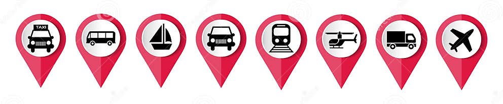 Transportation Vector Icon Set, Flat Design Pointers, Infographic ...