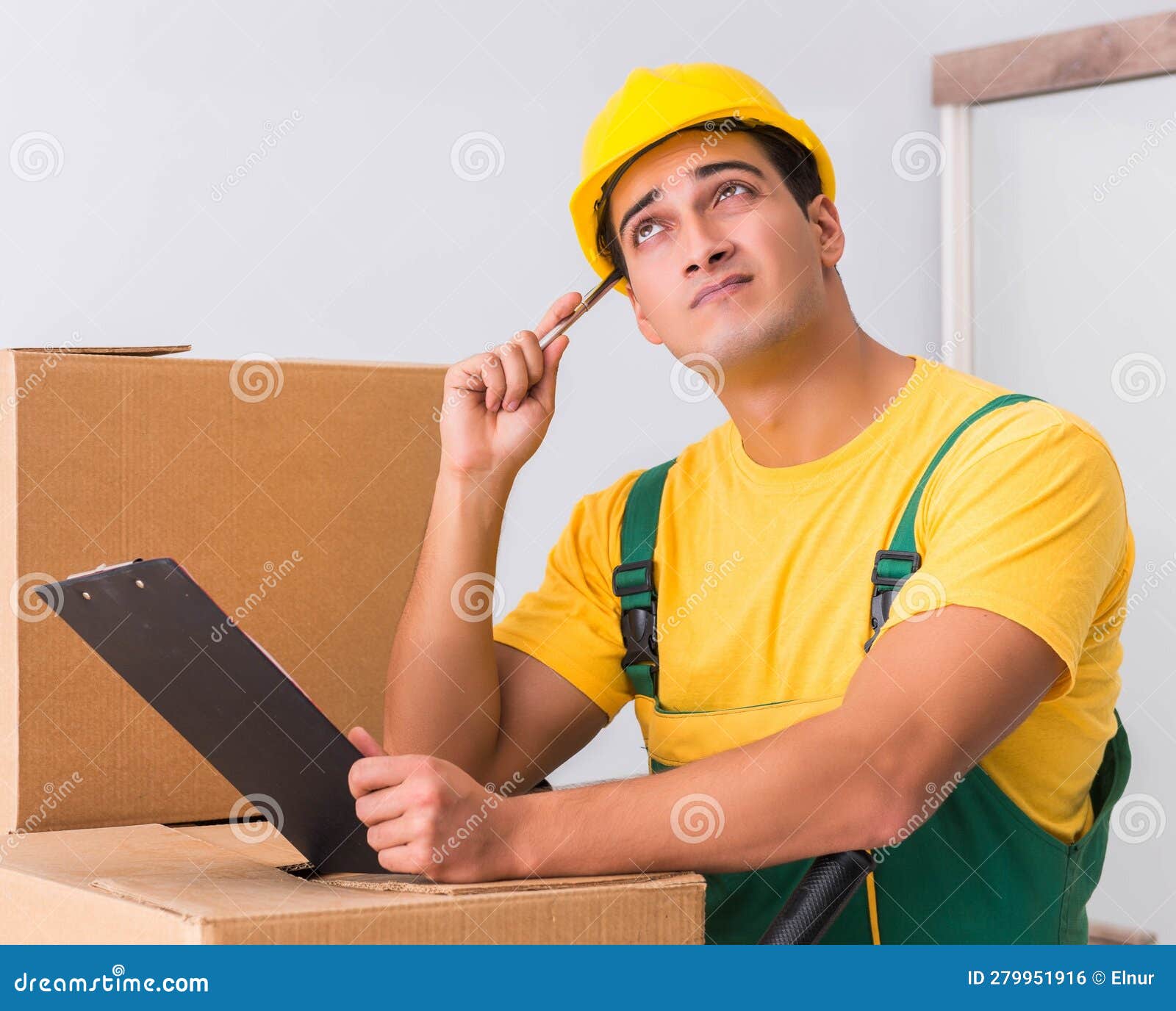 Transportation Worker Delivering Boxes To House Stock Photo - Image of ...