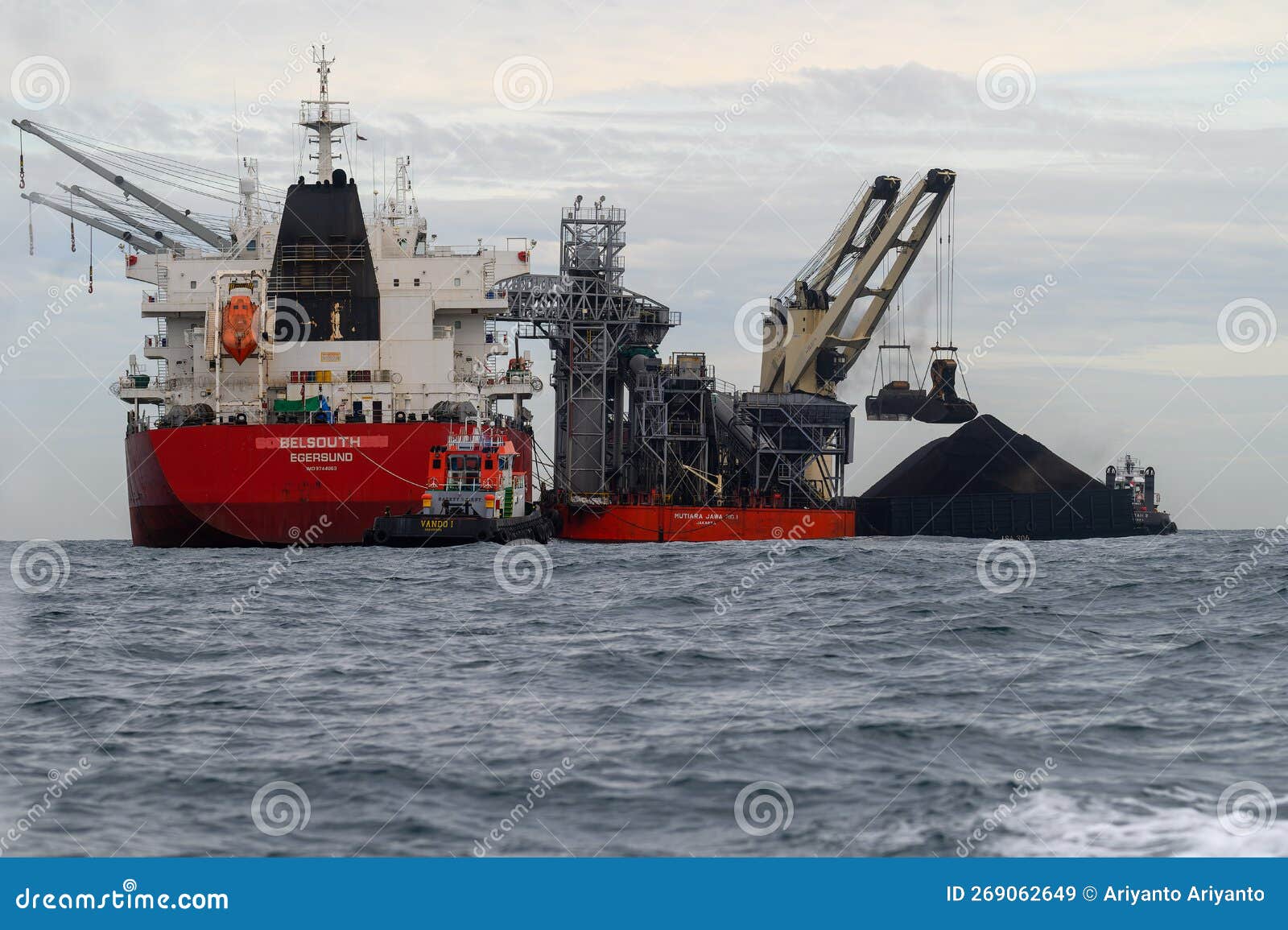 Transporting Coal into Large Ships in the Middle of the Sea Editorial ...