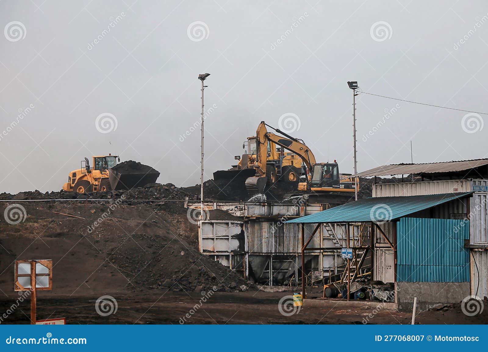 Transporting Coal Mining Products Using Excavators Stock Image - Image ...