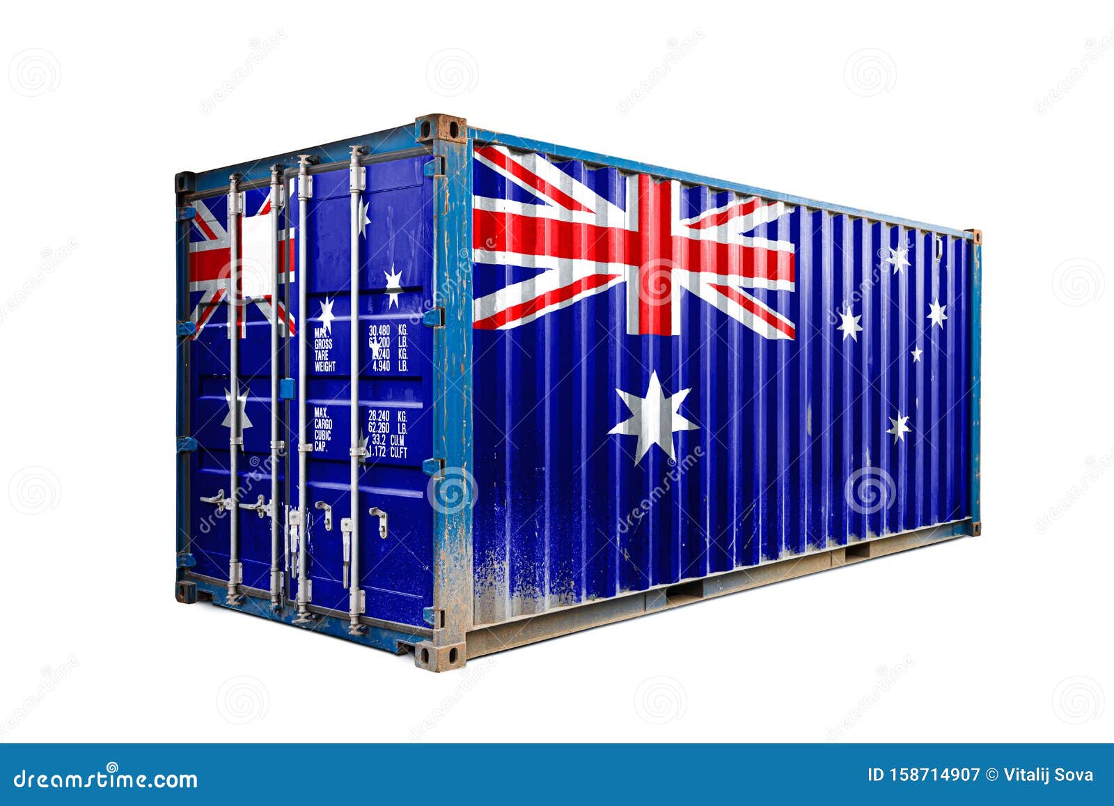 The Transporting Container with the National Flag Stock Illustration ...