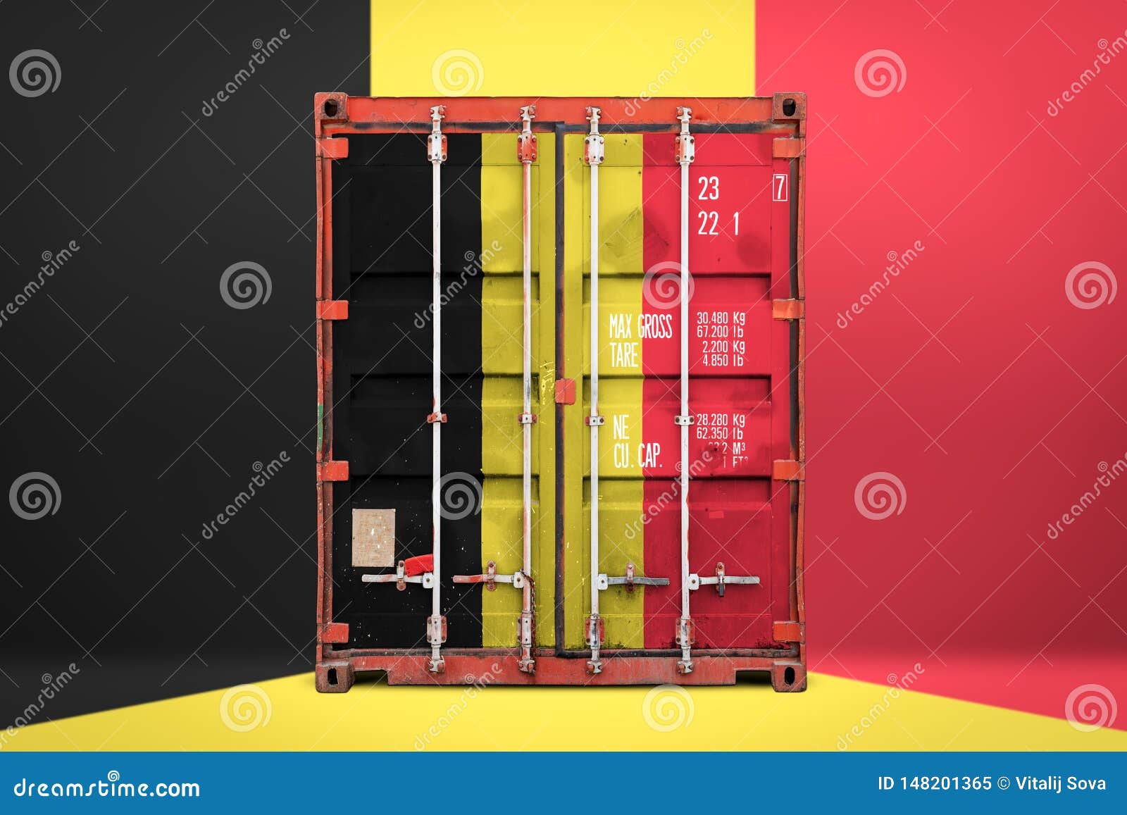 The Transporting Container with the National Flag Stock Image - Image ...