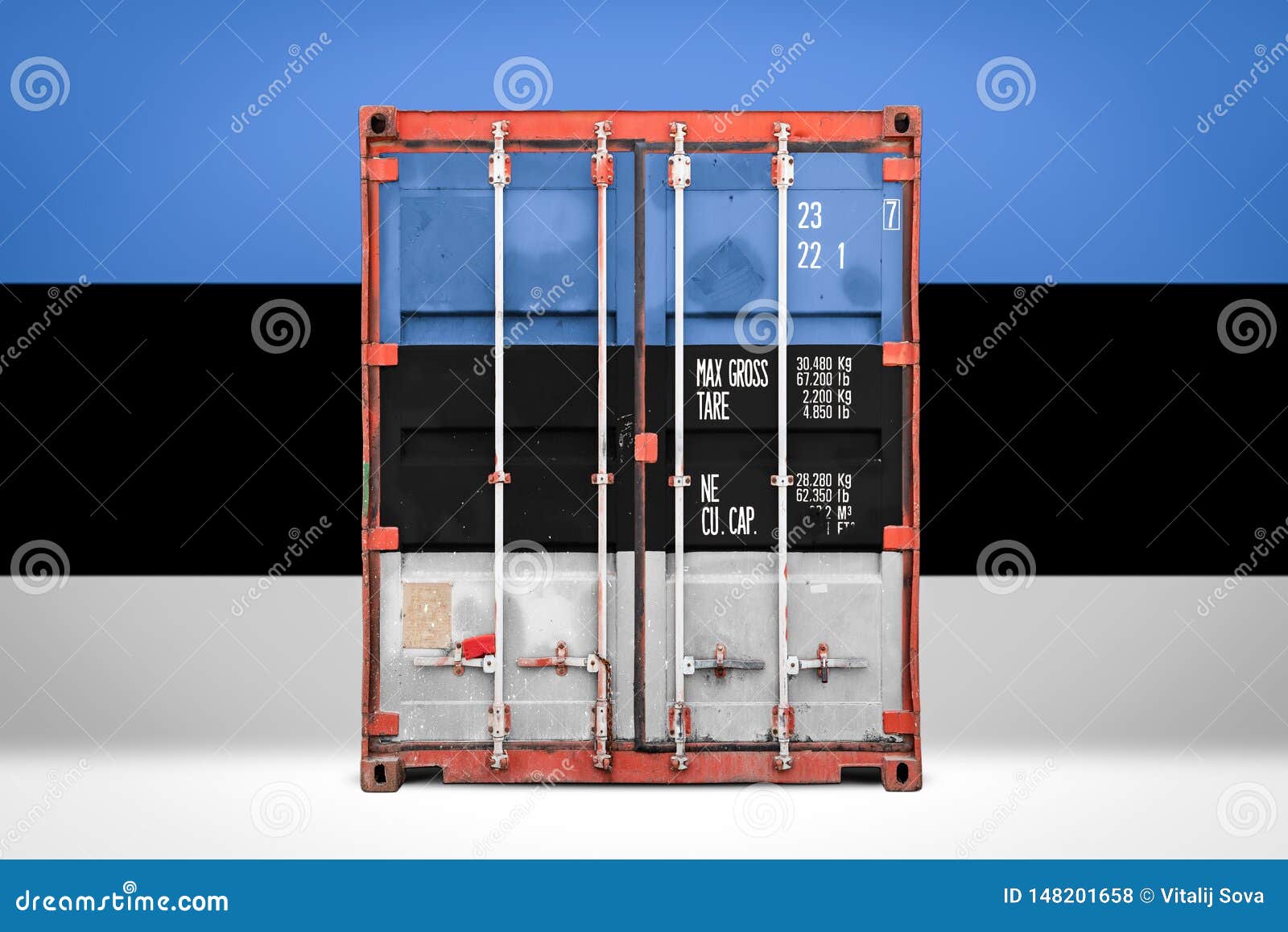 The Transporting Container with the National Flag Stock Photo - Image ...