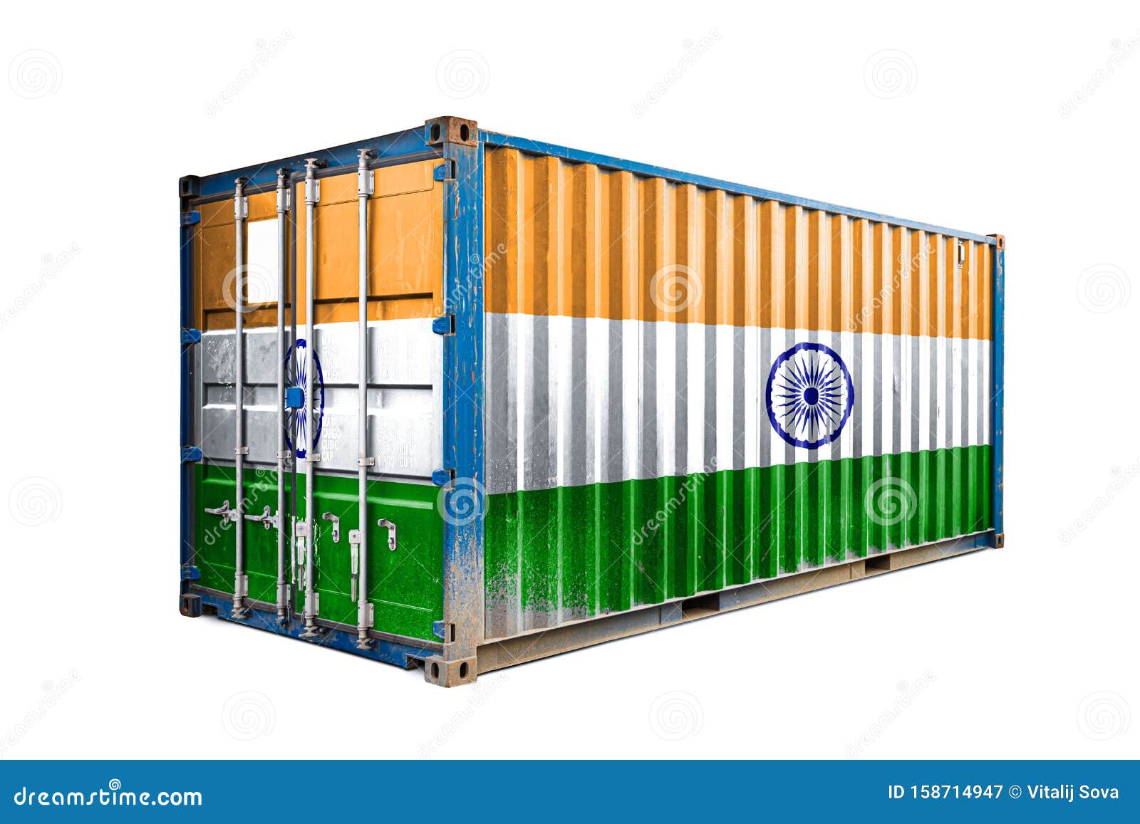 The Transporting Container with the National Flag Stock Image - Image ...