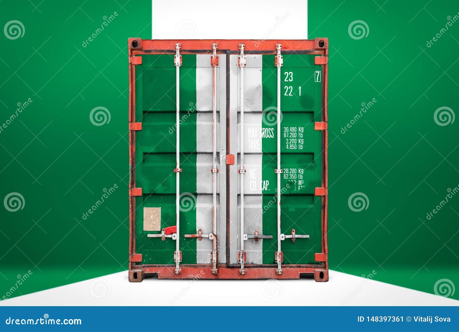 The Transporting Container with the National Flag Stock Illustration ...