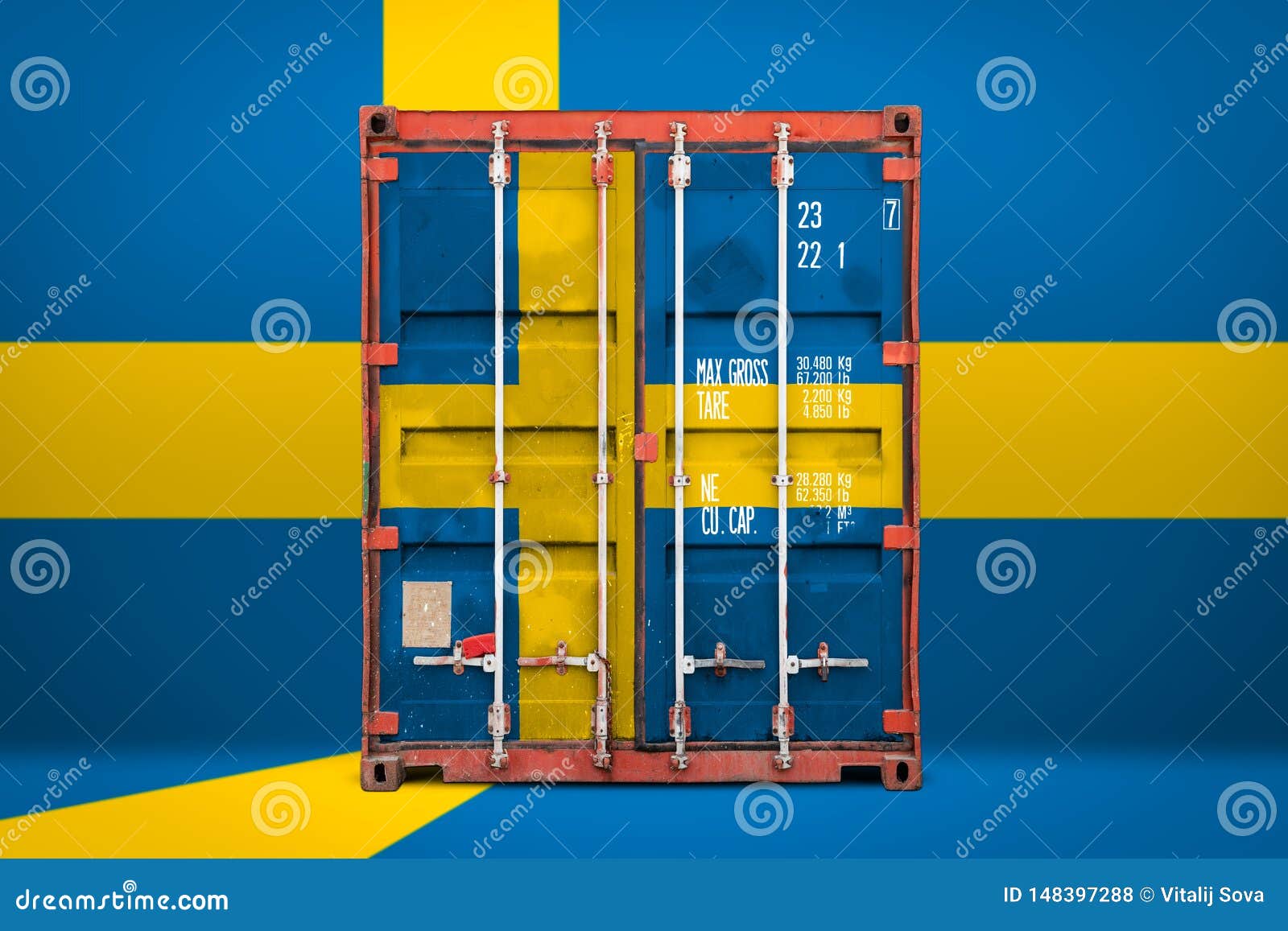 The Transporting Container with the National Flag Stock Illustration ...