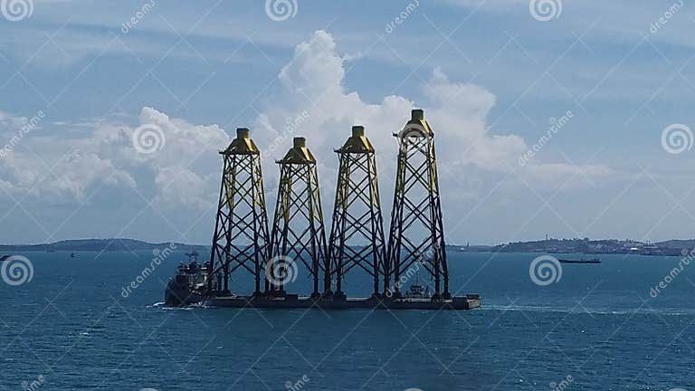 Transporting Offshore Wind Farm Jacket Stock Image - Image of wind ...