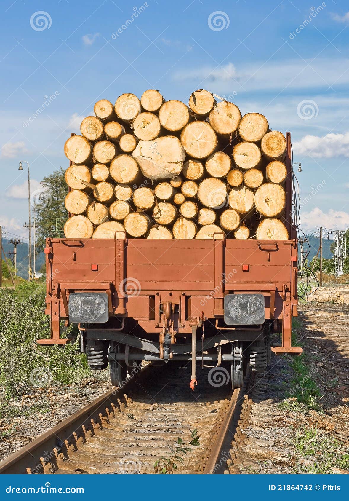 Transporting wooden logs stock photo. Image of railway - 21864742