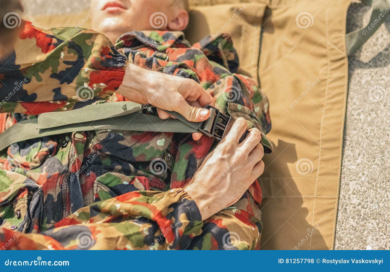 Transporting the Wounded Soldier. Stock Photo - Image of care, medical ...