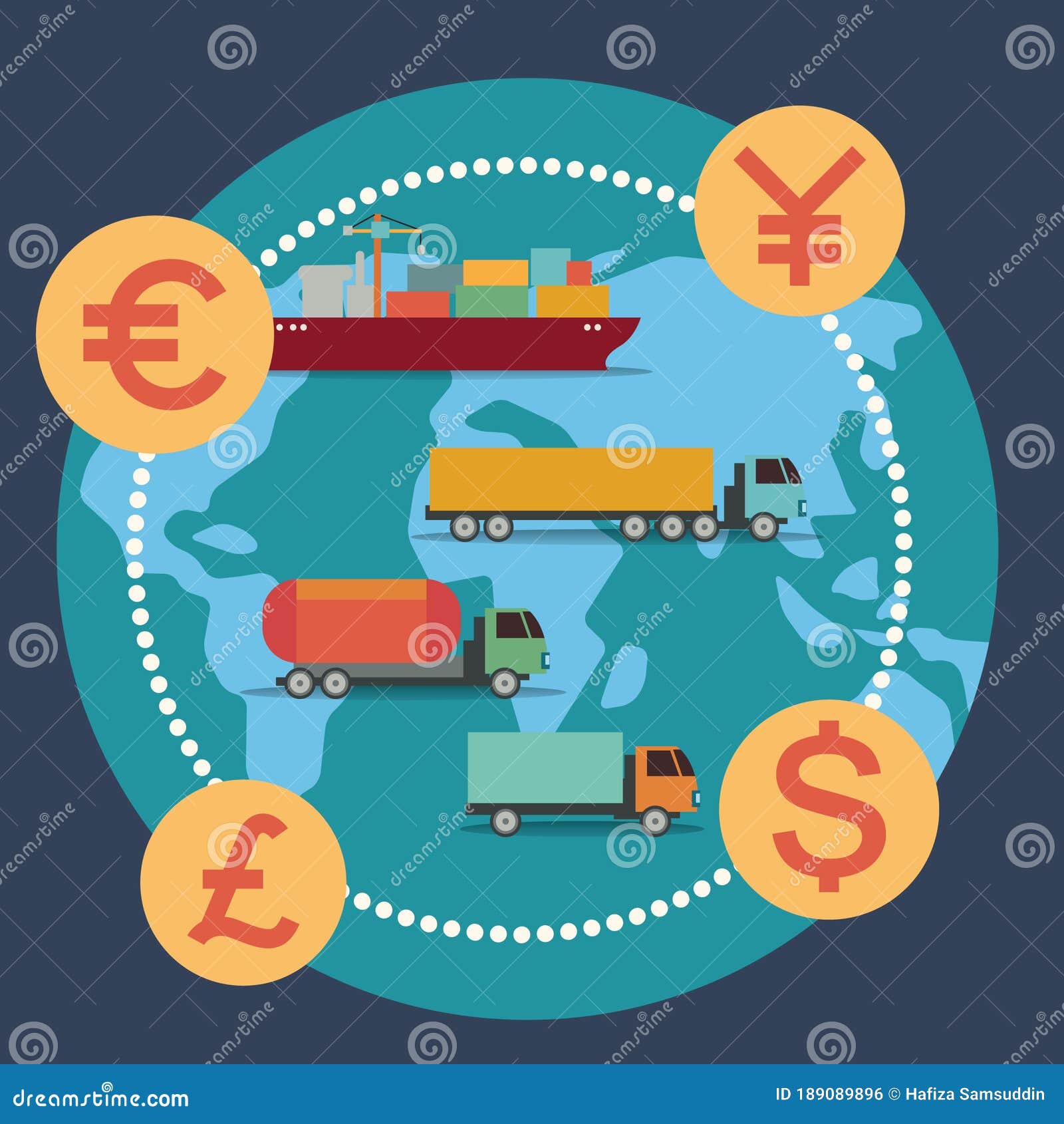 Transports with Different Currency. Vector Illustration Decorative ...