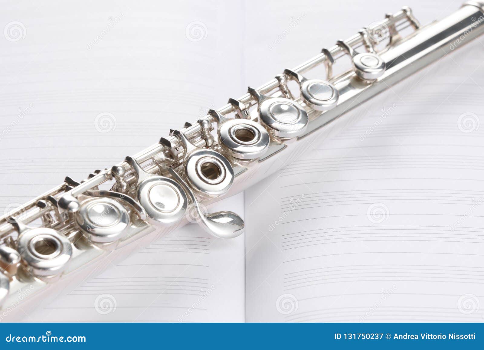 Transverse Flute Rest on Music Score with Copy Space for Your Text ...