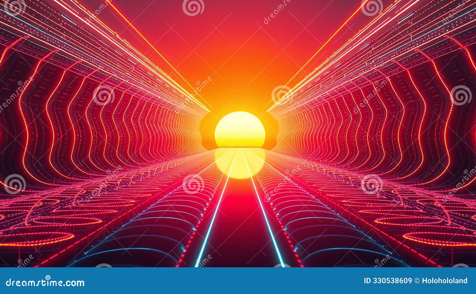 Transverse Light Frequencies Ripple Across a Perspective Distance Stock ...