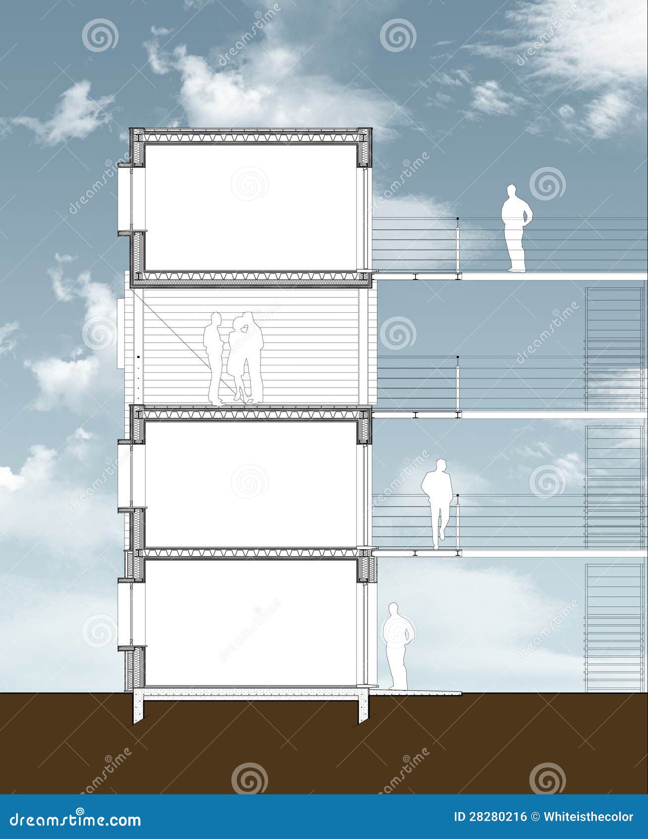 Transverse Section of an Apartment Buiding Made from Wood and Me Stock ...