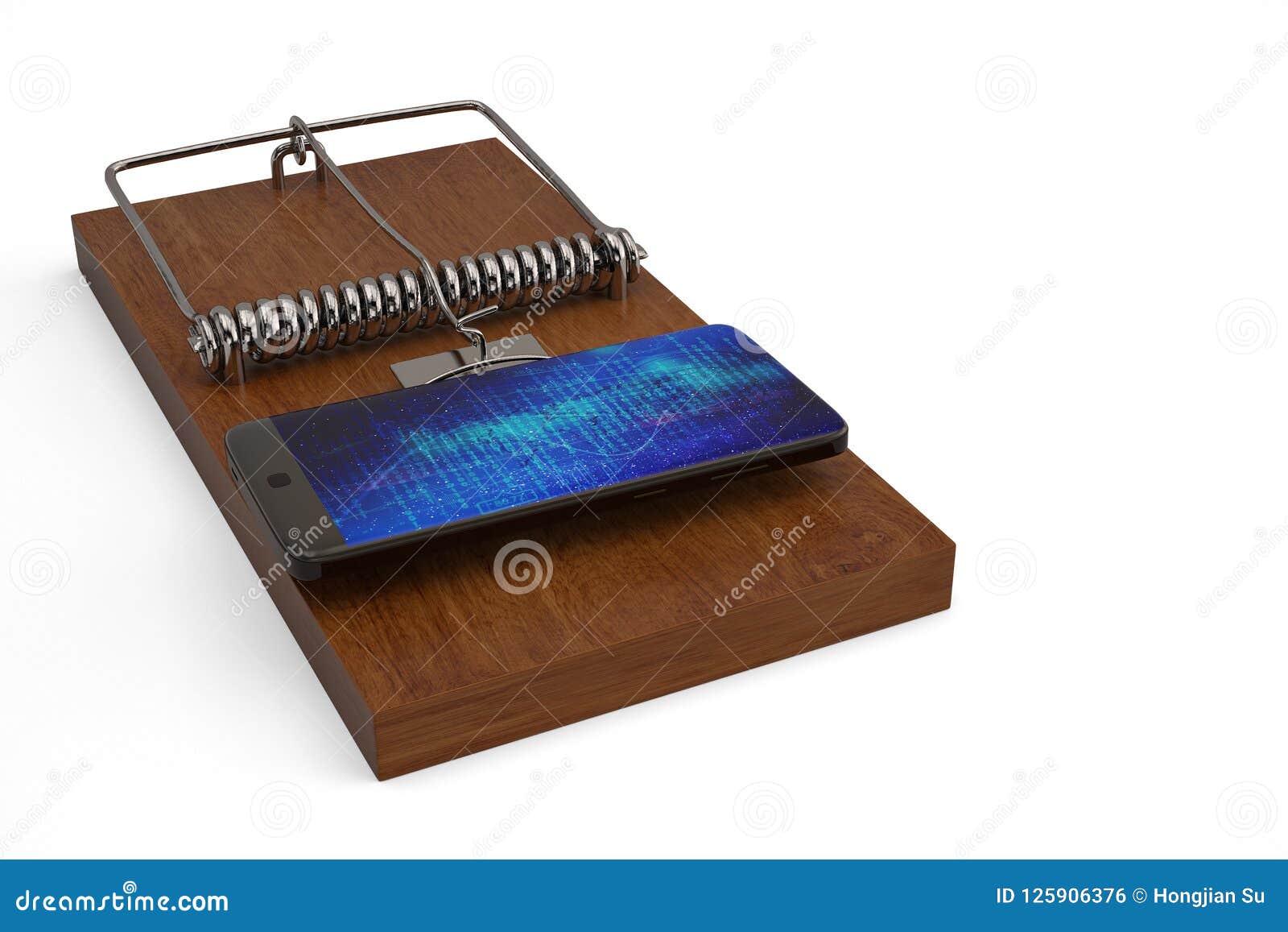 Trap and Smart Phone on White Background.3D Illustration. Stock ...