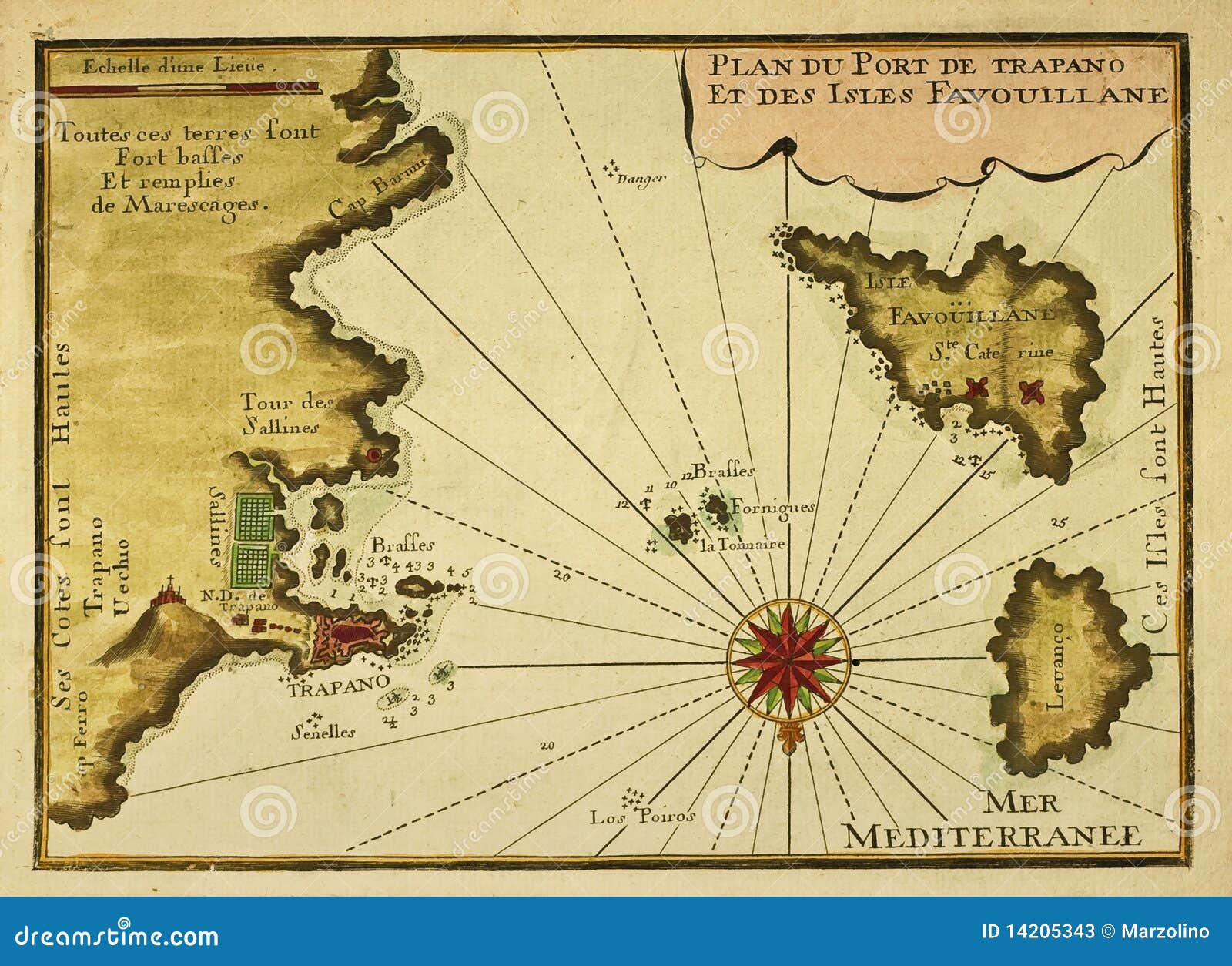 Trapani, Favignana and Levanzo Old Map Stock Image - Image of europe ...