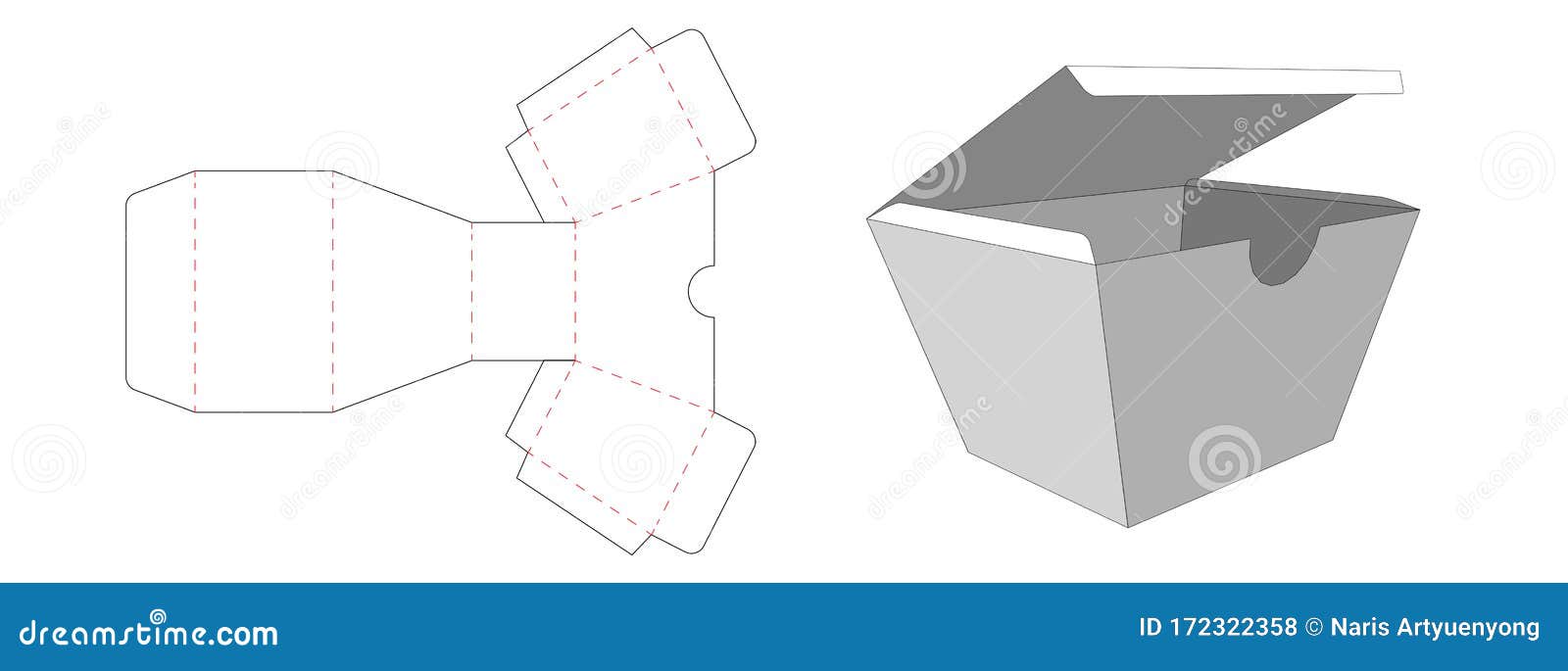 Trapezoid Packaging Box With Window Die Cut Template Cartoon Vector ...