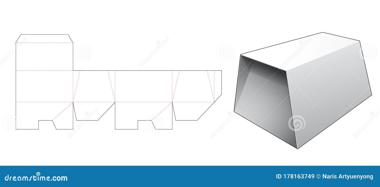 Trapezoid Chest Shaped Box Die Cut Template Stock Vector - Illustration ...