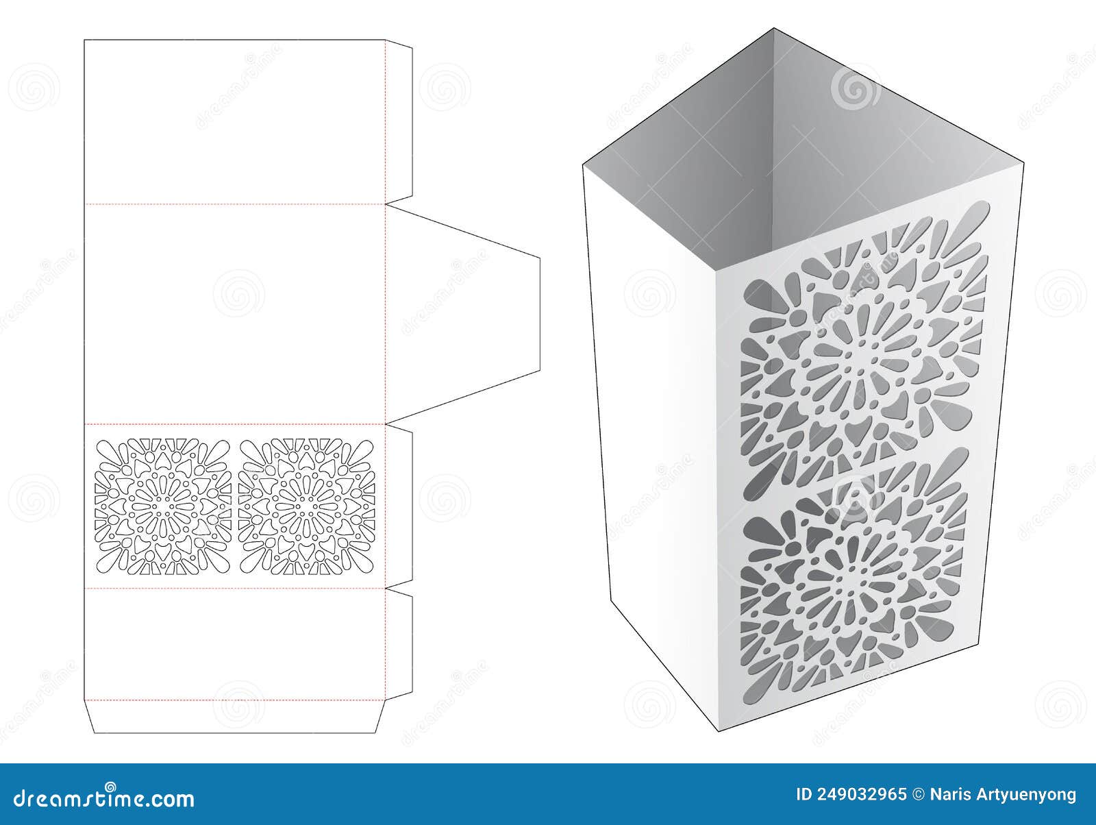 Trapezoid Packaging Box With Window Die Cut Template Vector ...