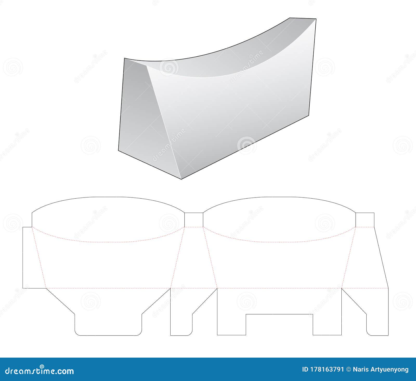 Cardboard Trapezoid Box Die Cut Template Cartoon Vector | CartoonDealer ...