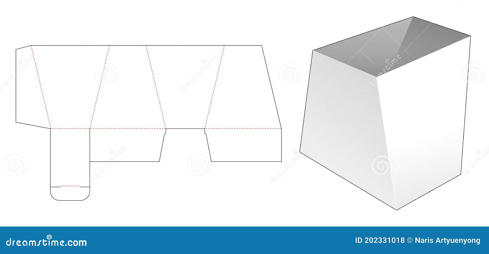 Cardboard Trapezoid Box Die Cut Template Cartoon Vector | CartoonDealer ...