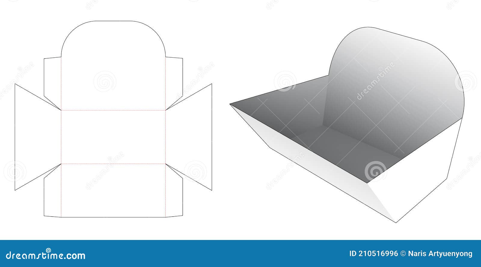 Cardboard Trapezoid Box Die Cut Template Cartoon Vector | CartoonDealer ...