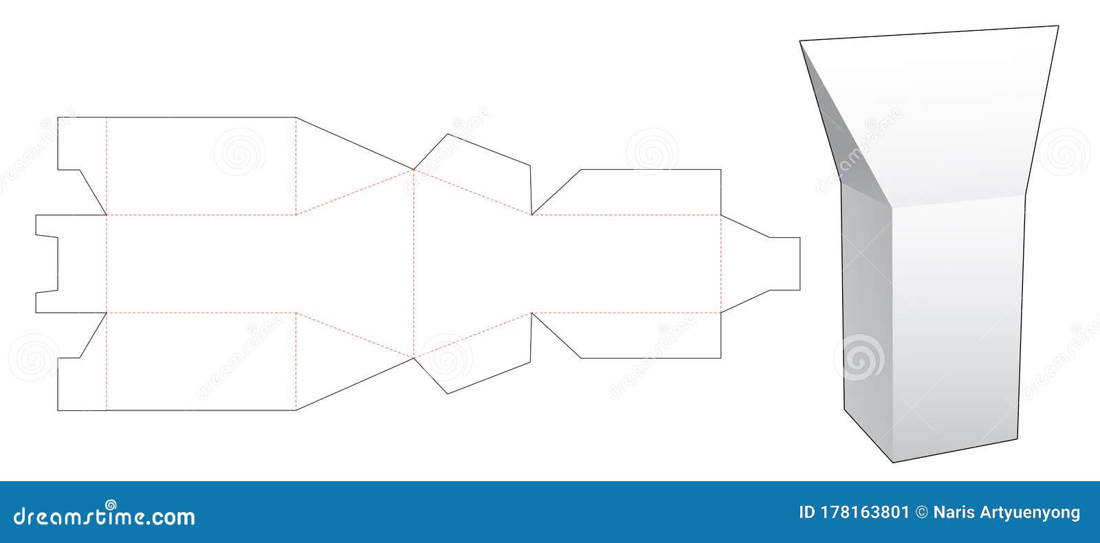 Cardboard Trapezoid Box Die Cut Template Cartoon Vector | CartoonDealer ...