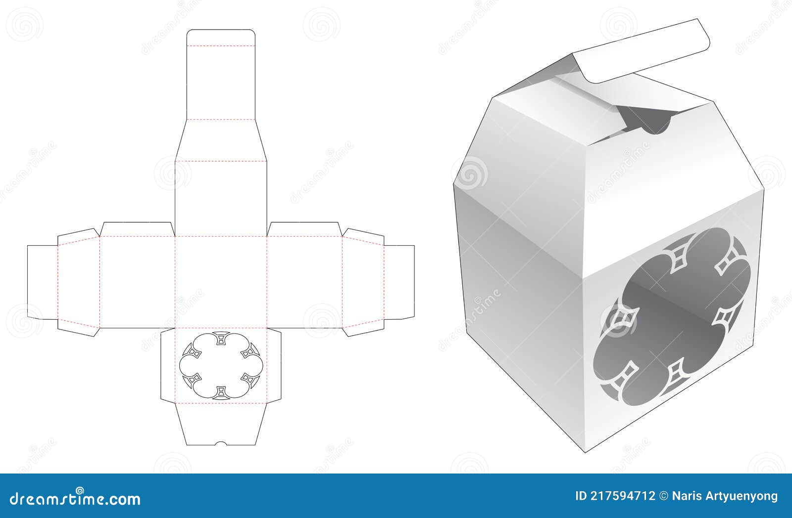 Trapezoid Packaging Box With Window Die Cut Template Vector ...