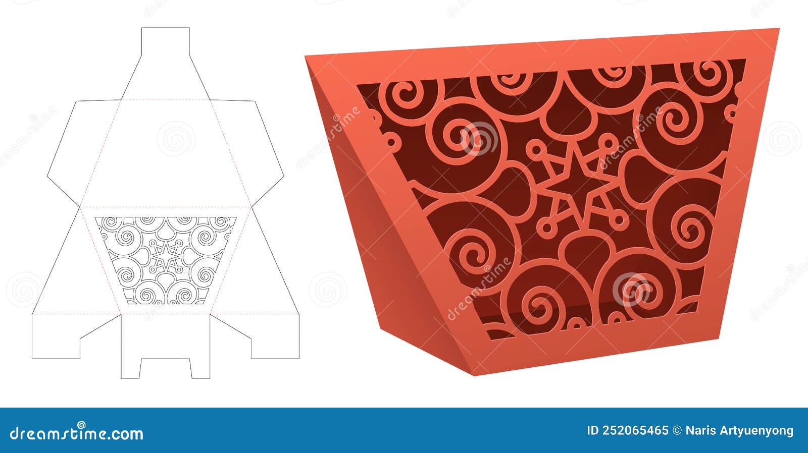 Trapezoid Shaped Packaging Box Gift Box Die Cut Template Cartoon Vector ...