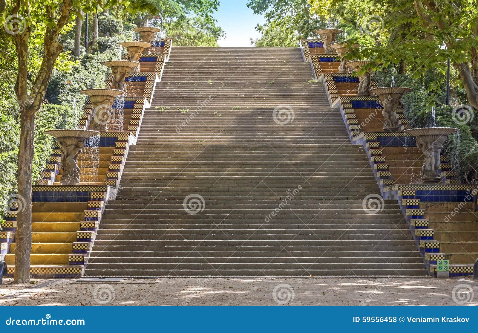 Trappan I Montjuic Parkerar Arkivfoto - Bild av torg, spanjor: 59556458