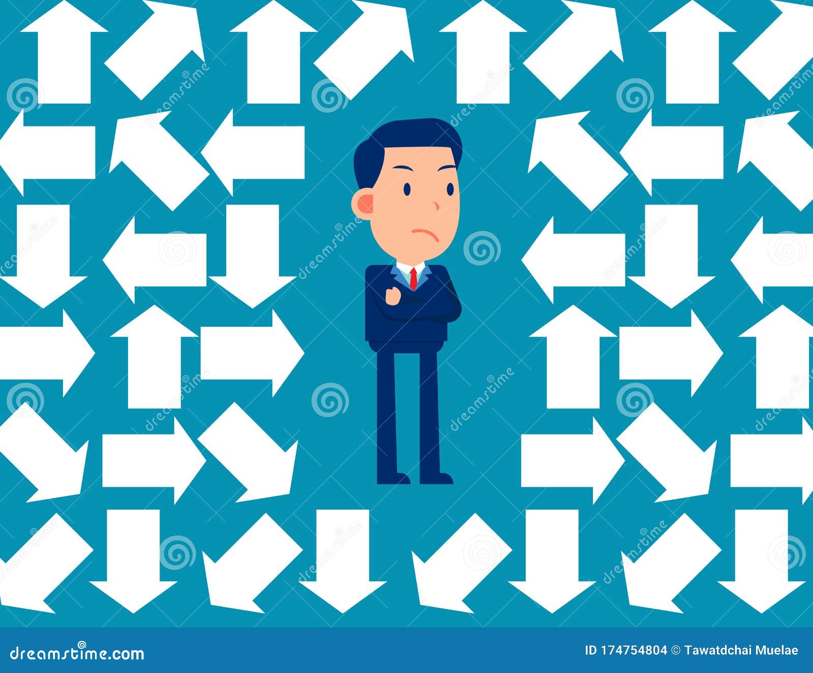 Trapped in Arrow Maze. Select and Choosing Directional Concept Stock ...