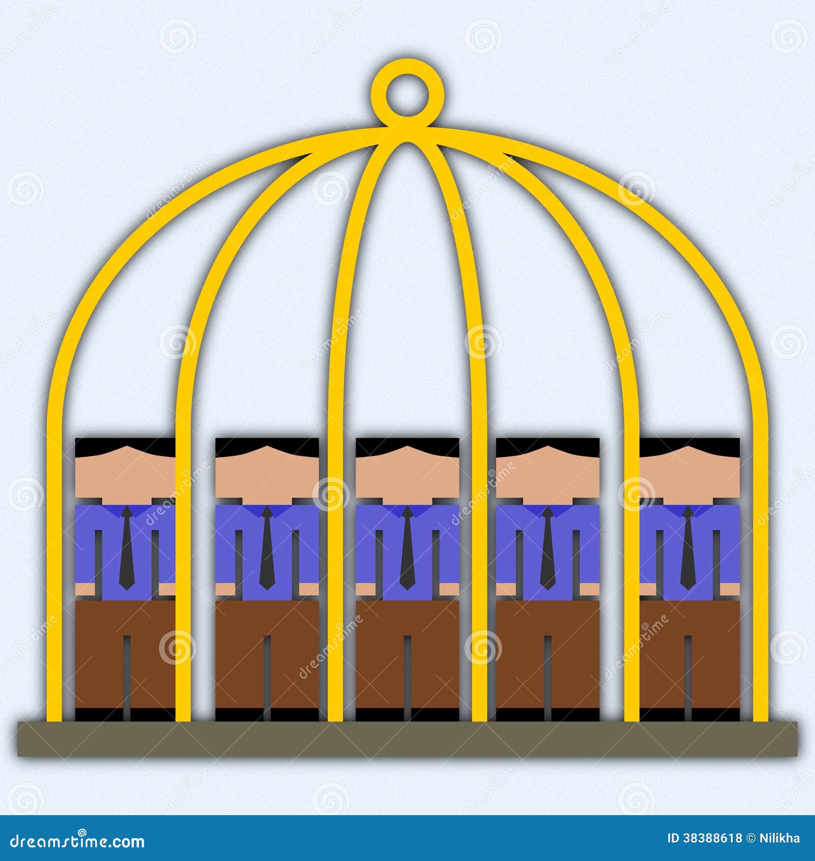 Office Slaves Chains Happy Boss Key Vector Graphics Illustration ...