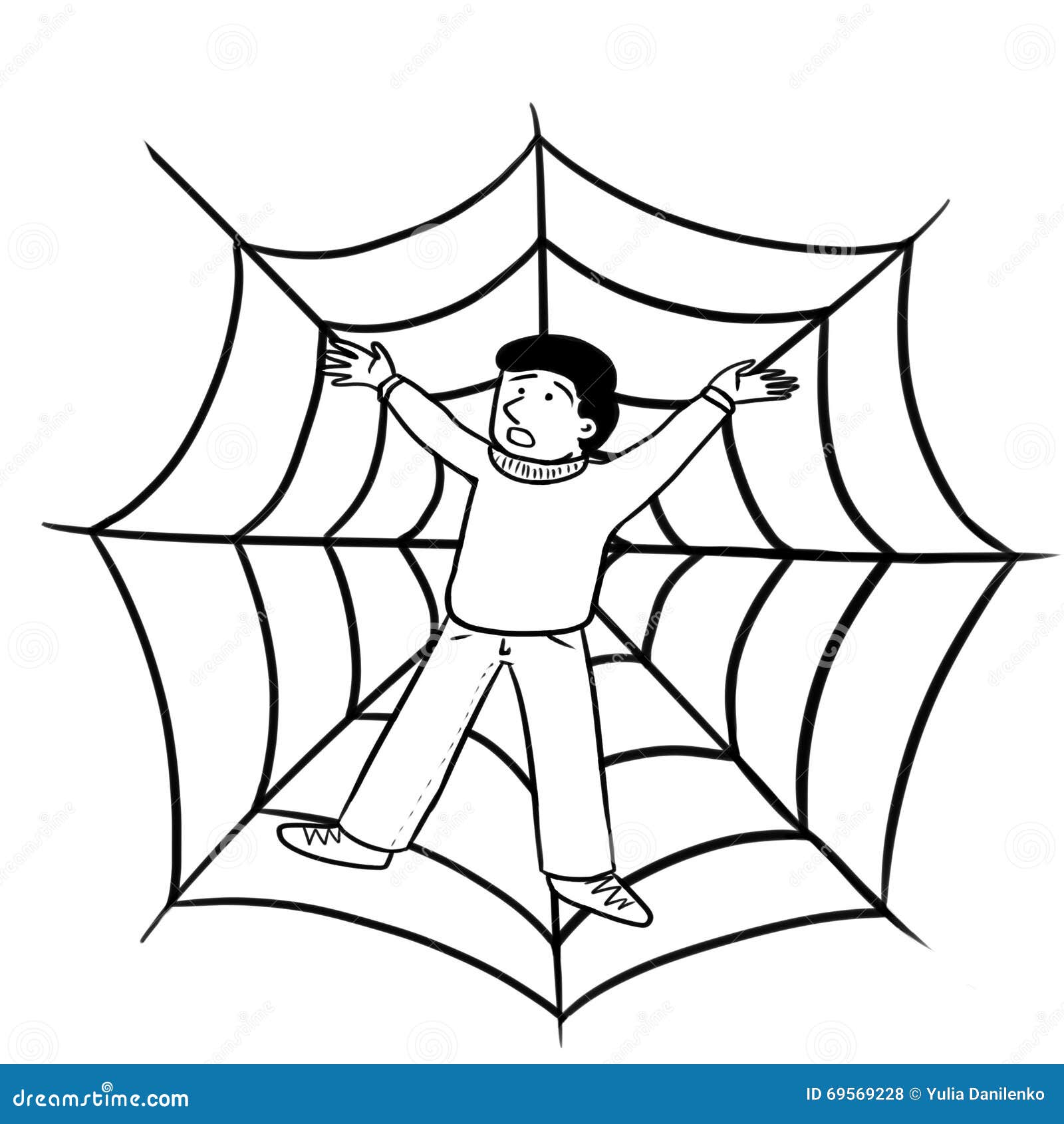 Trapped in spider web stock illustration. Illustration of people - 69569228