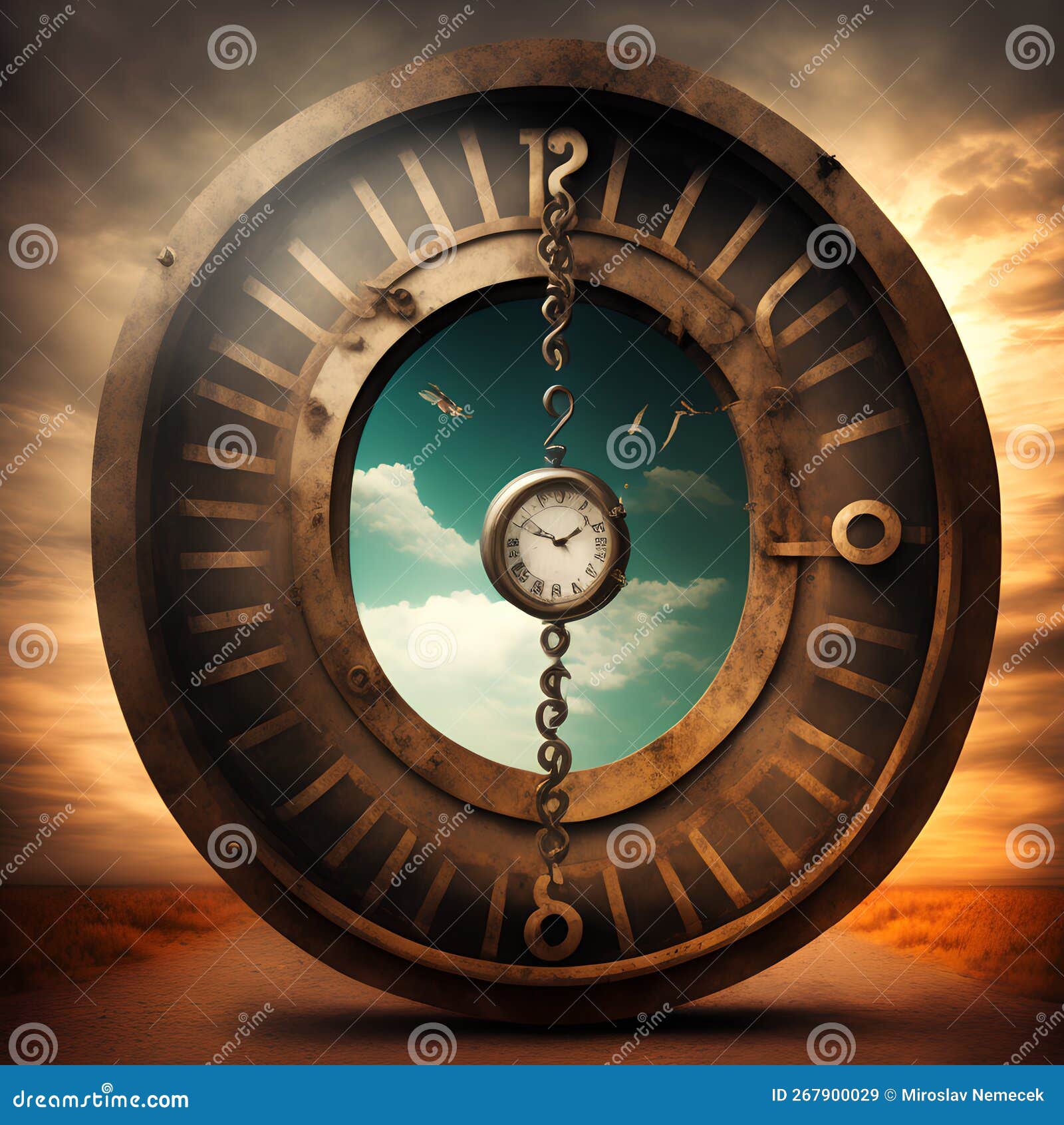 Trapped in Time, Generative AI Illustration Stock Illustration ...